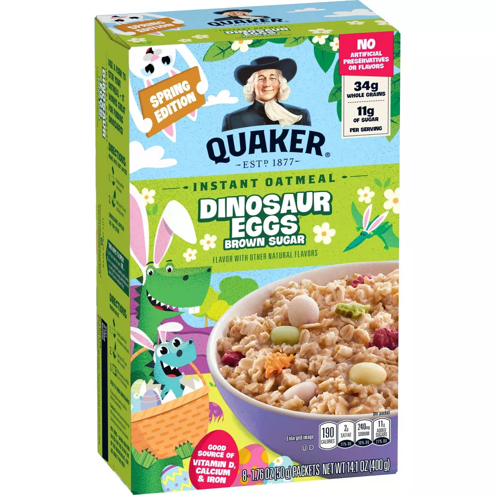 Quaker Instant Oatmeal Dinosaur Eggs Brown Sugar - 8ct - Walmart.com