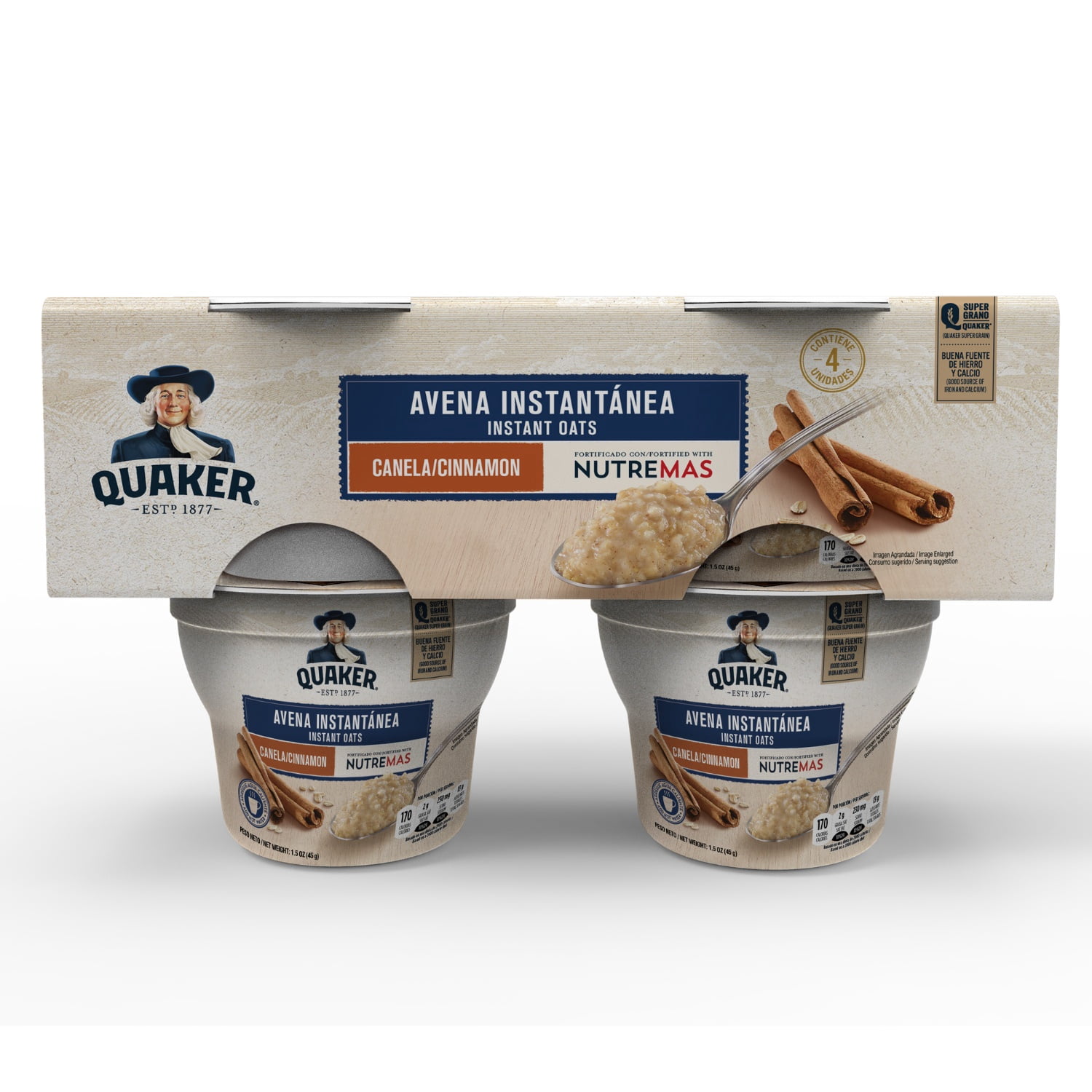 Quaker Instant Oatmeal Express Cups - Cinnamon Flavor, 6oz, 4 pack ...