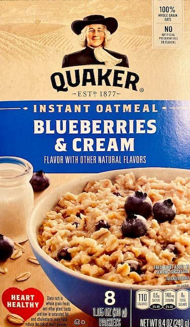Quaker Instant Oatmeal, FEV6 Blueberries & Cream, Pack of 2 - Walmart.com