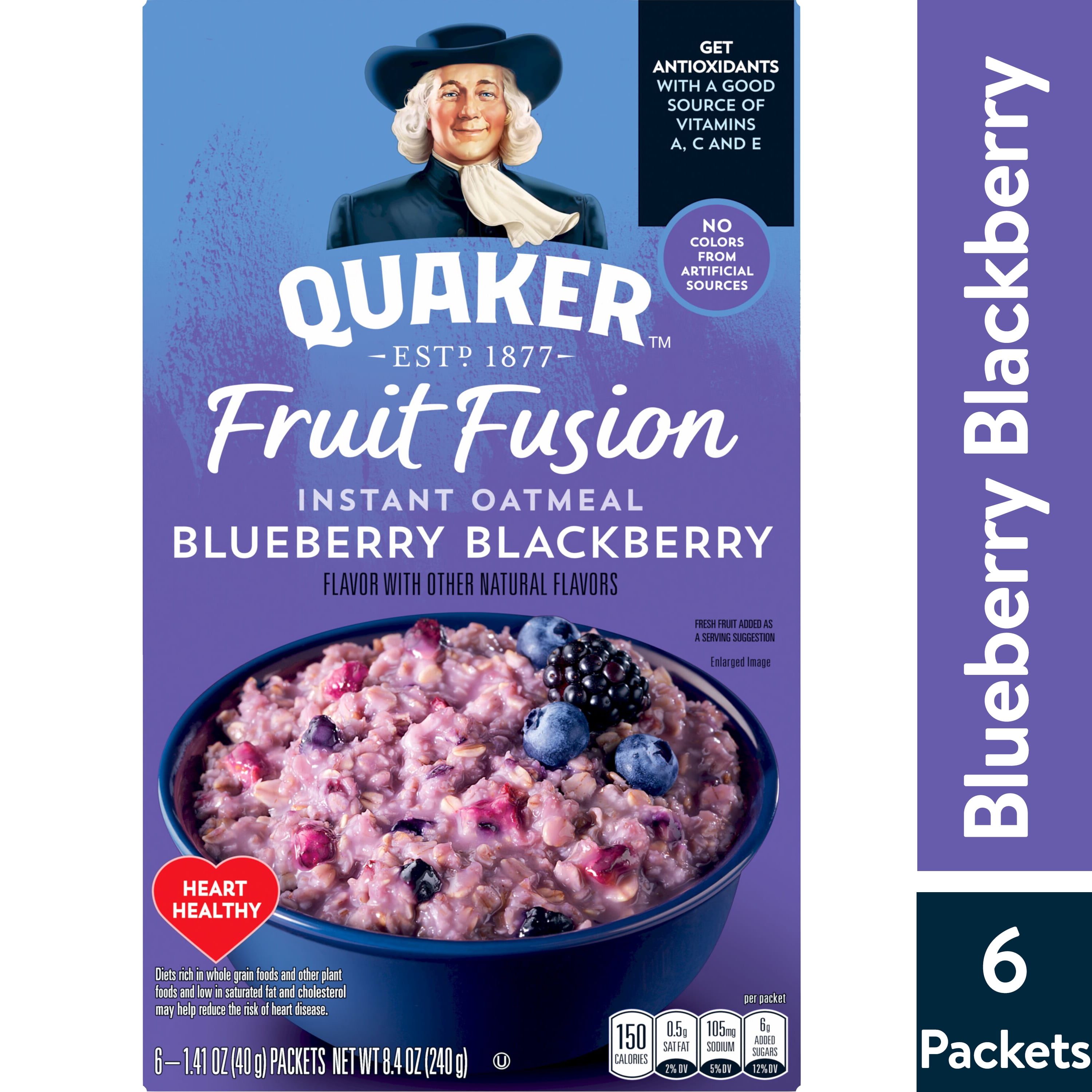 Quaker Fruit Fusion Blueberry Blackberry Instant Oatmeal, 1.41 oz 6 ...