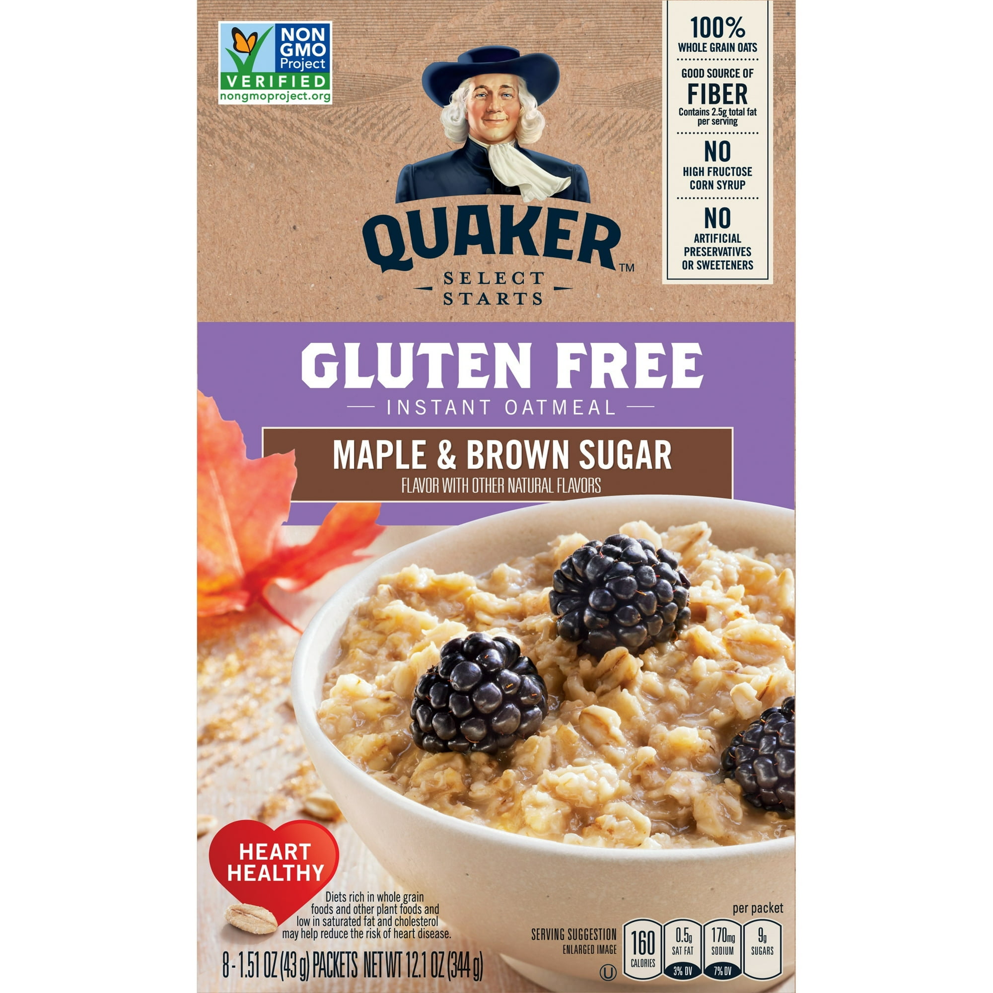 Quaker Instant Oatmeal, Gluten Free, Maple Brown Sugar, 8 Packets - itFRESH
