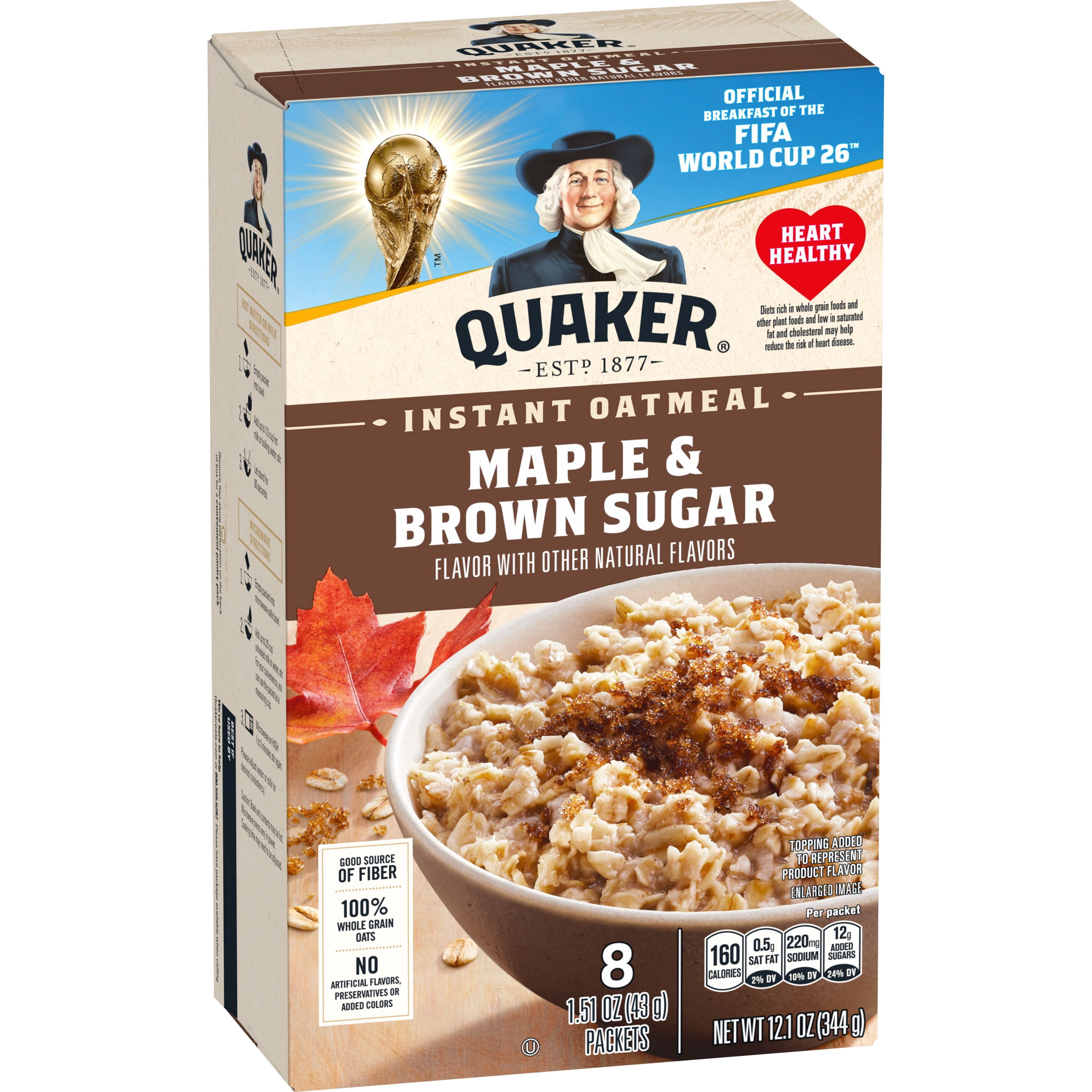 Quaker, Instant Oatmeal, Maple Brown Sugar, 12.1 oz, 8 Packets ...