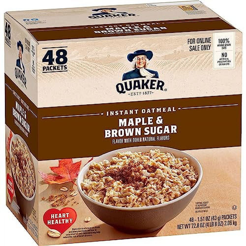 Quaker Instant Oatmeal, Maple & Brown Sugar, Individual Packets, 1.51 ...