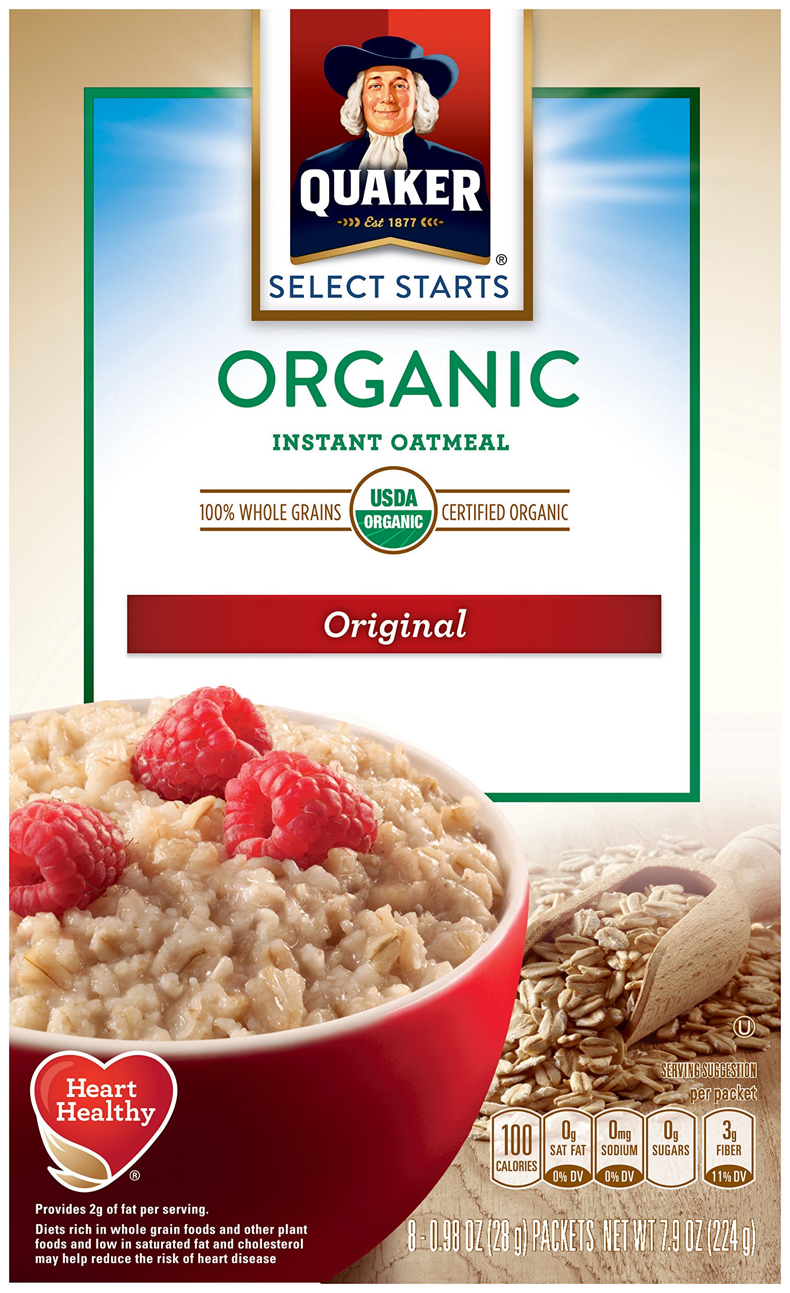 Quaker Instant Oatmeal Organic Regular, .98 Oz, 8-Count Boxes (Pack Of ...