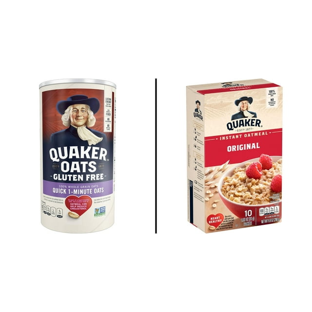 Quaker Instant Oatmeal Original 0.98 Oz 10 Pack & Quaker Gluten-Free ...