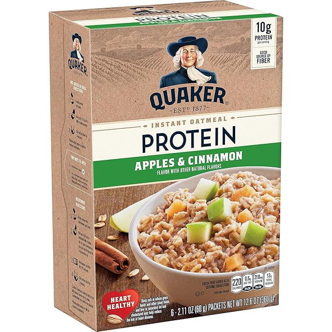 Quaker Instant Oatmeal, Protein Apple Cinnamon, 6 Count - Walmart.com