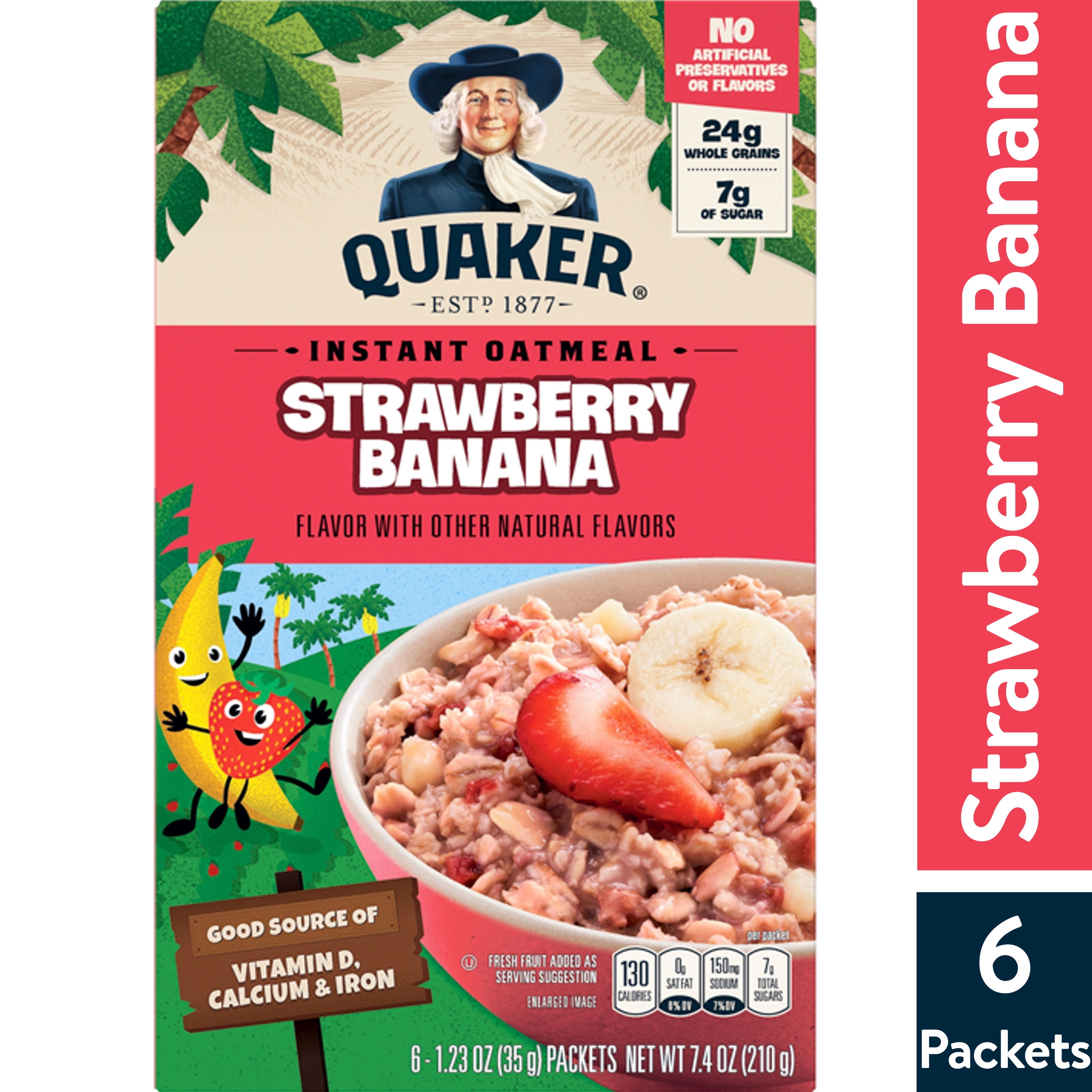 Quaker Kids Instant Oatmeal, Strawberry Banana, 1.51 oz, 6 Packets ...