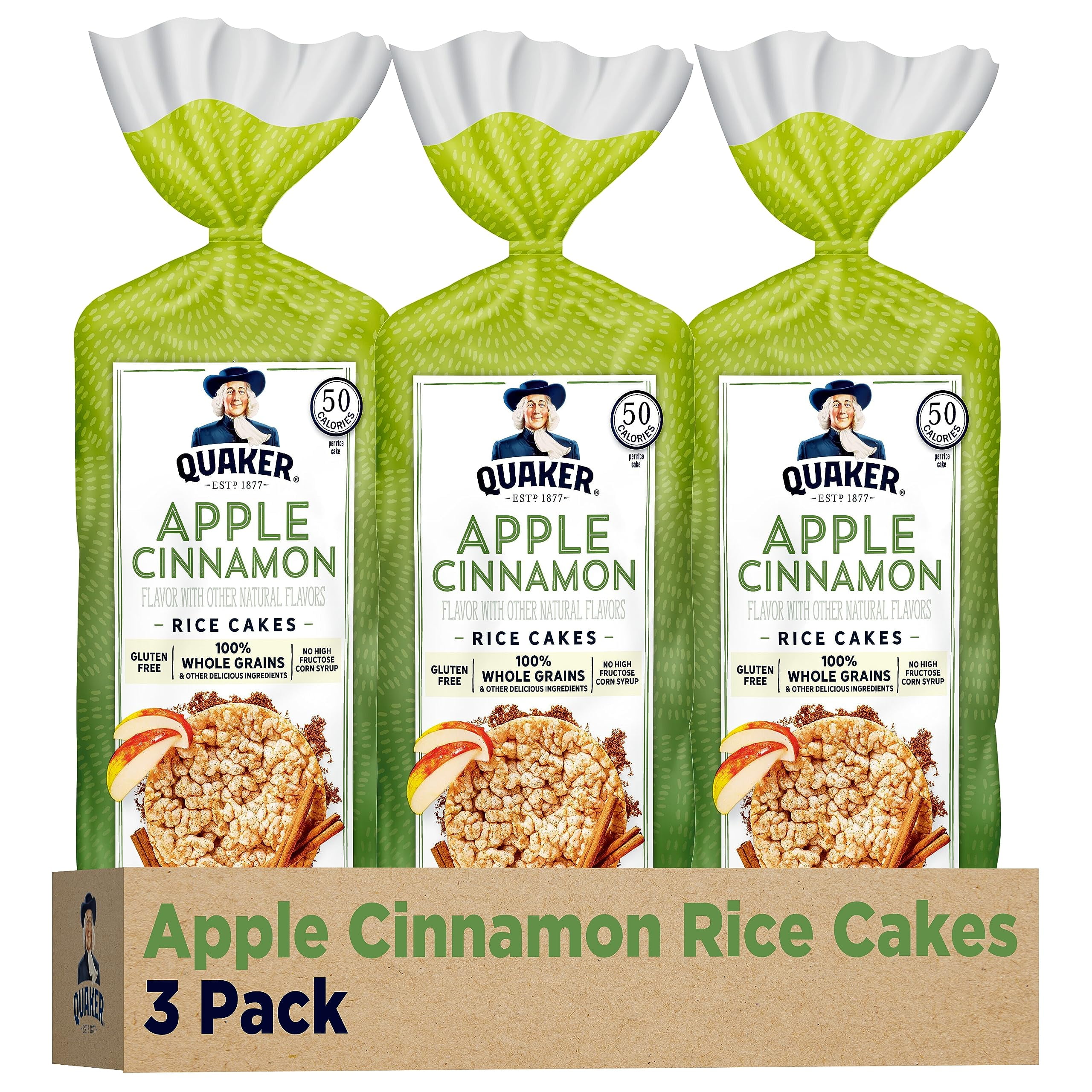 Quaker Large Rice Cakes, CM31 Apple Cinnamon, Pack of 3 - Walmart.com