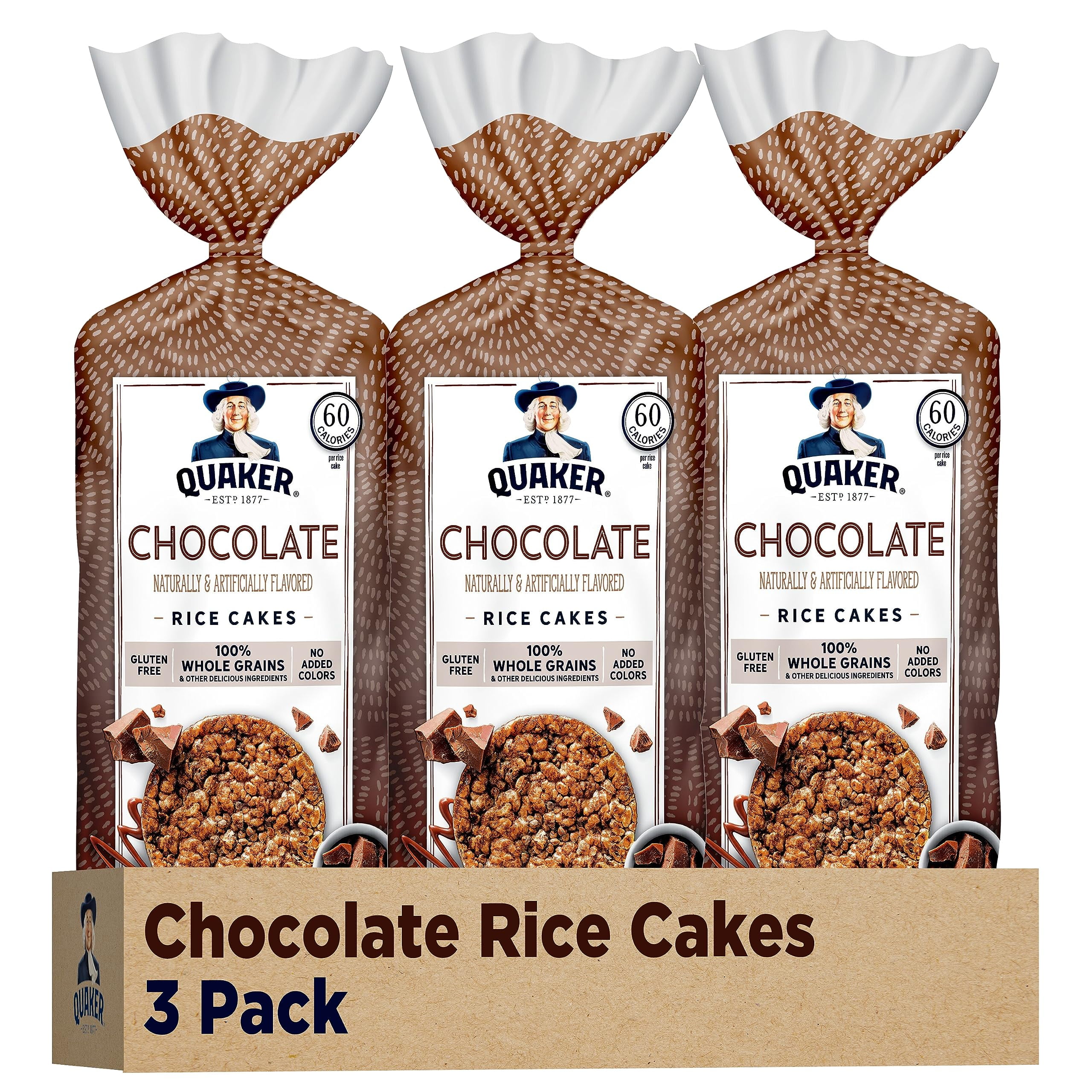 Quaker Large Rice Cakes, Chocolate, 7.23 oz Bags, (3 Pack), Gluten Free ...