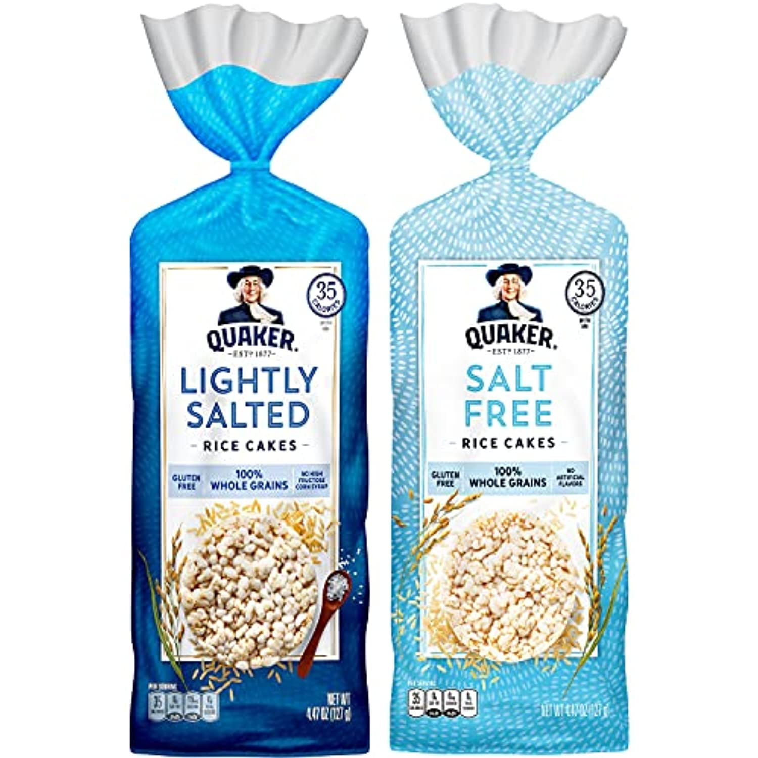 Quaker Low Calorie Large Rice Cakes, Gluten Free, Lightly Salted + Salt ...