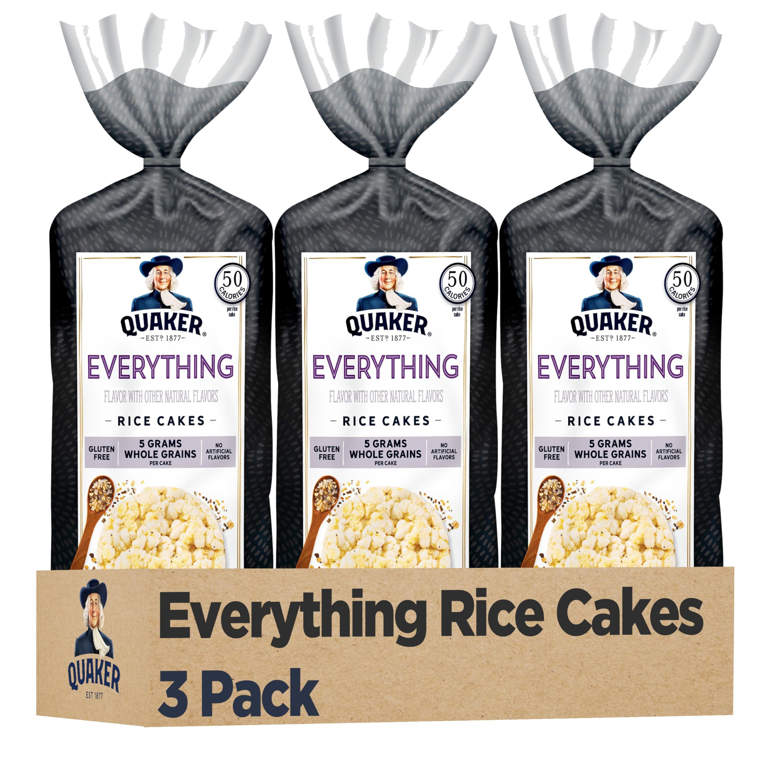 Quaker Large Rice Cakes, MFF30 Everything Flavor, GLuten Free, Pack of ...