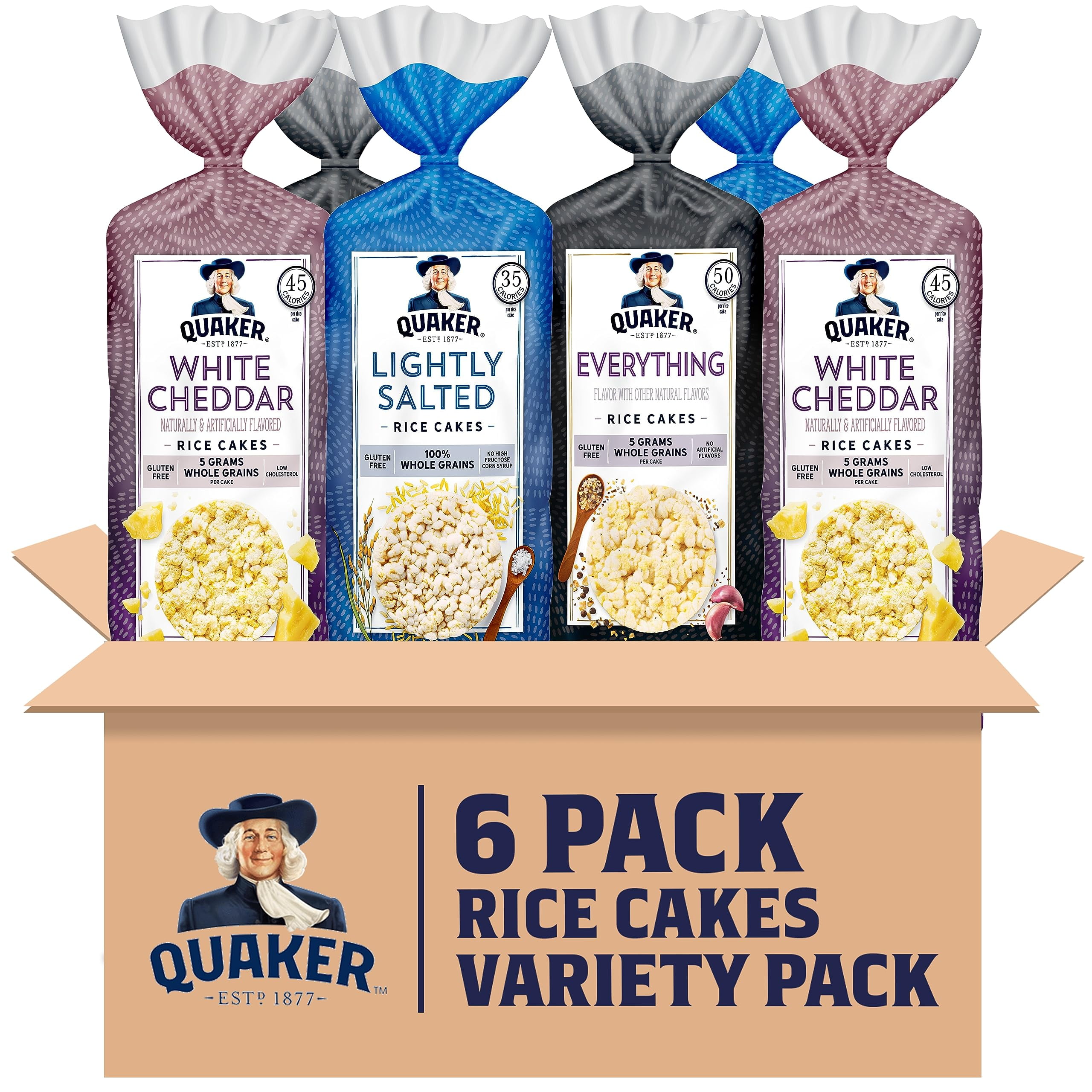 Quaker Large Rice Cakes, MZF22 3 Flavor Topper Variety Pack, Pack of 6 ...