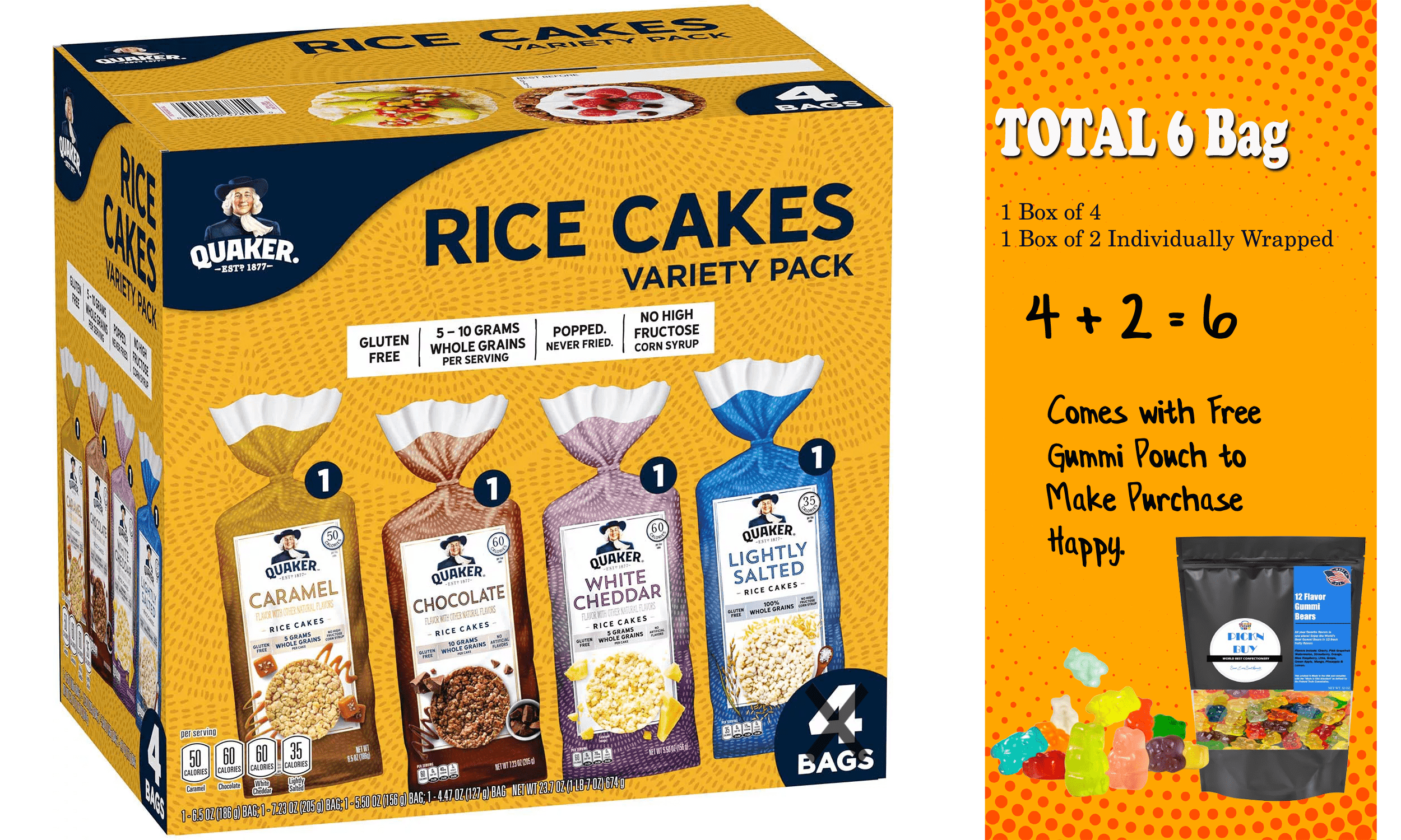 Quaker Large Rice Cakes, Variety Pack, 6 pk. - Walmart.com