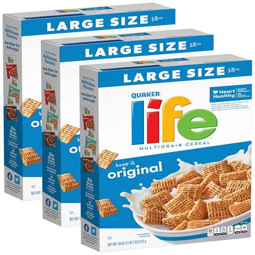 Quaker Life Original Cereal, 18Oz (Pack Of 3) Packaging May Vary ...