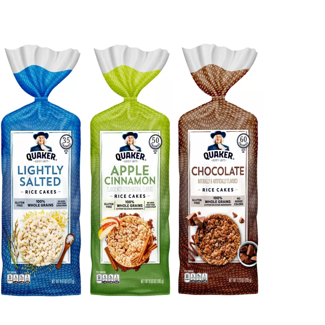 Quaker Lightly Salted Gluten Free Rice Cakes (4.47oz) + Quaker Large ...
