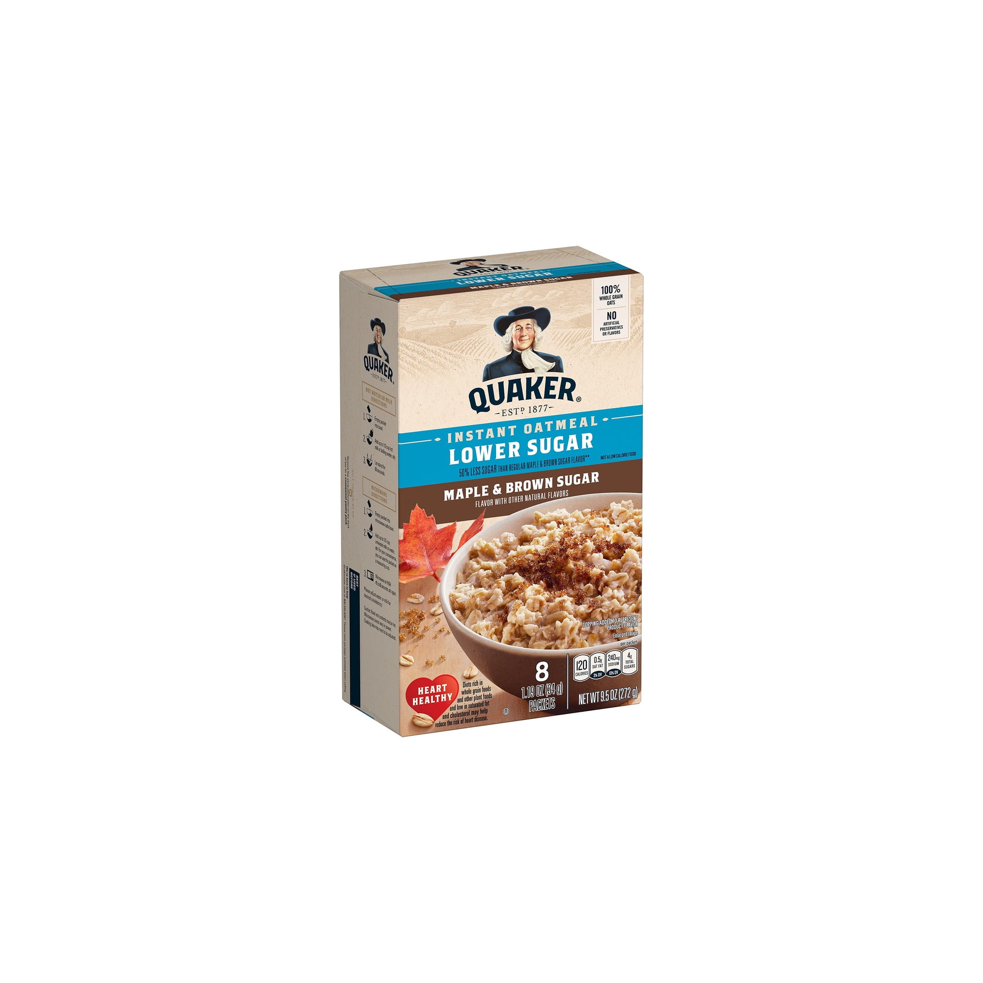 Quaker Lower Sugar Instant Oatmeal Maple Brown Sugar 1.19 oz Packets ...