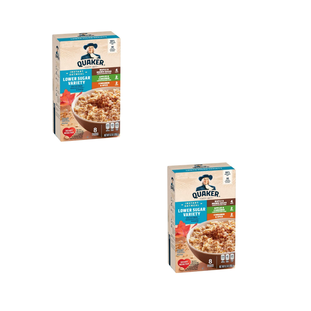 Quaker Lower Sugar Variety Pack Oatmeal - 9.3oz (Pack of 2) - Walmart.com