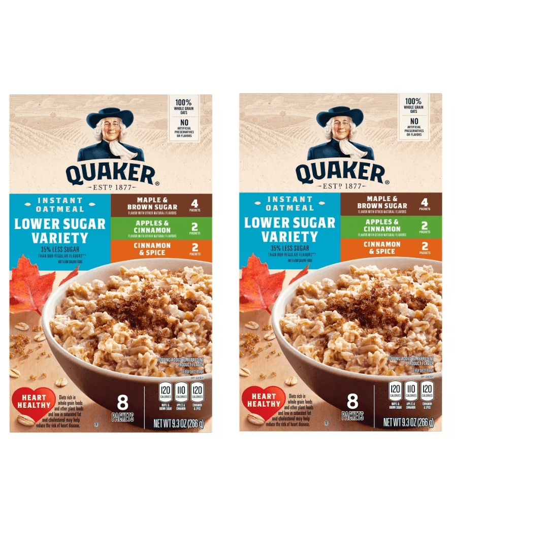 Quaker Lower Sugar Variety Pack Oatmeal - 9.3oz pack of 2 - Walmart.com