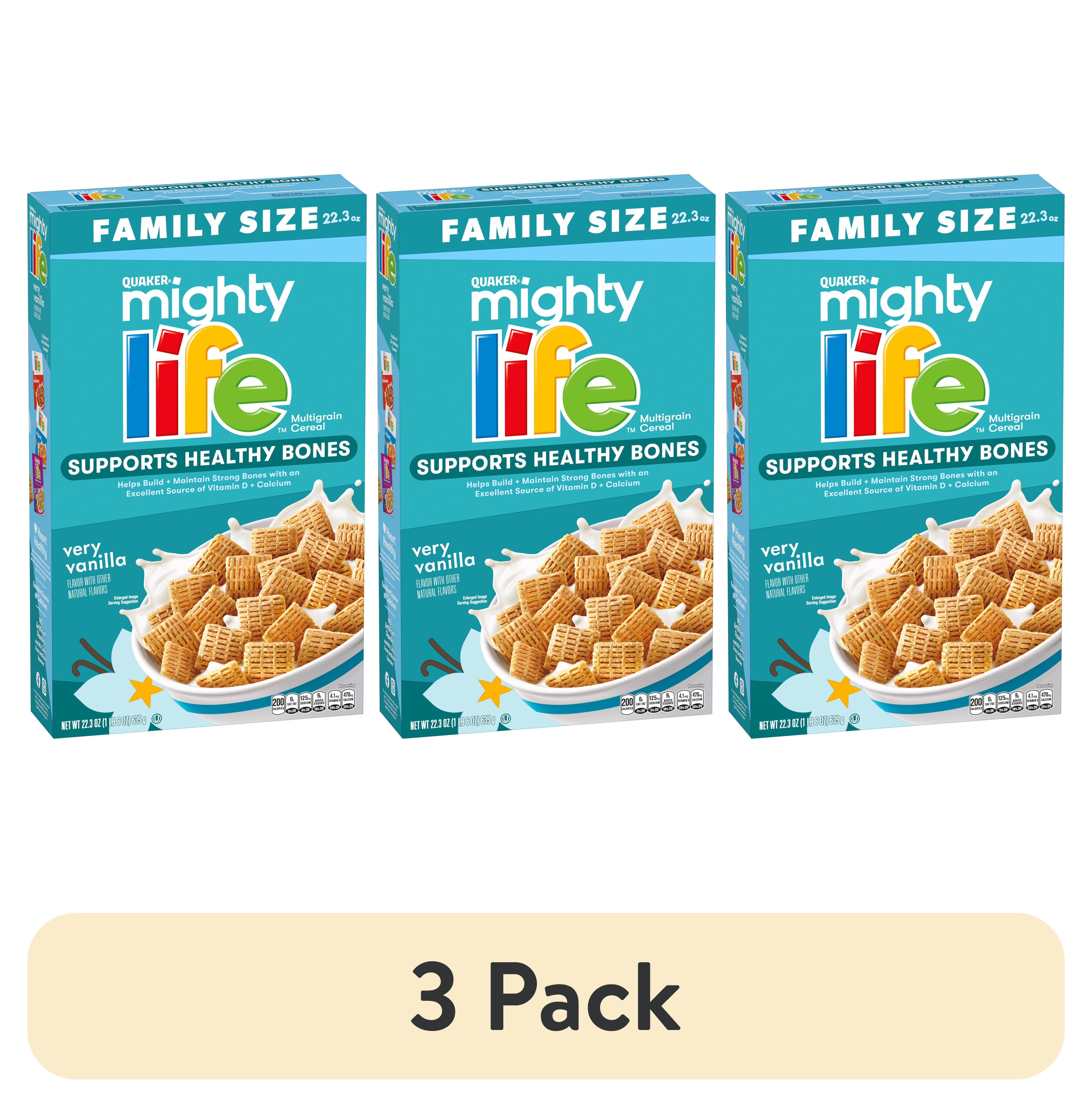 (3 pack) Mighty Life Cereal Vanilla, Supports Healthy Bones, Family Size 22.3 oz - Walmart.com