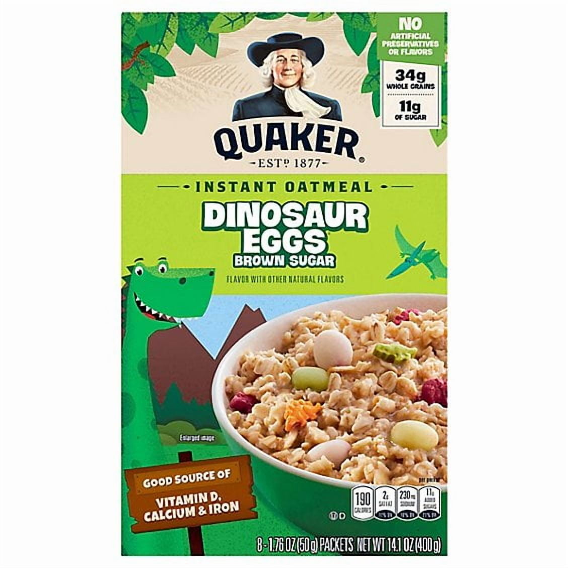 Quaker Oatmeal Instant Dinosaur Eggs Brown Sugar - 8-1.76 Oz - Walmart.com