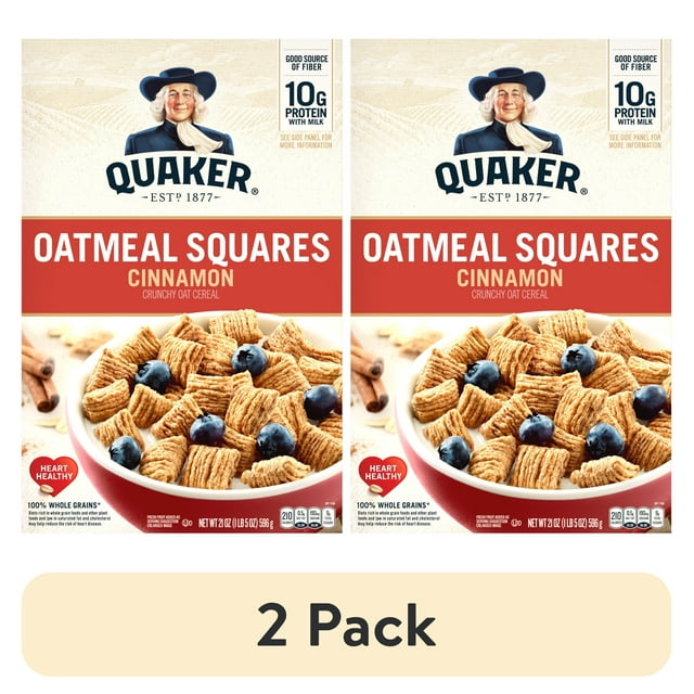 (2 pack) Quaker Oatmeal Squares Cinnamon, 21 oz - Walmart.com