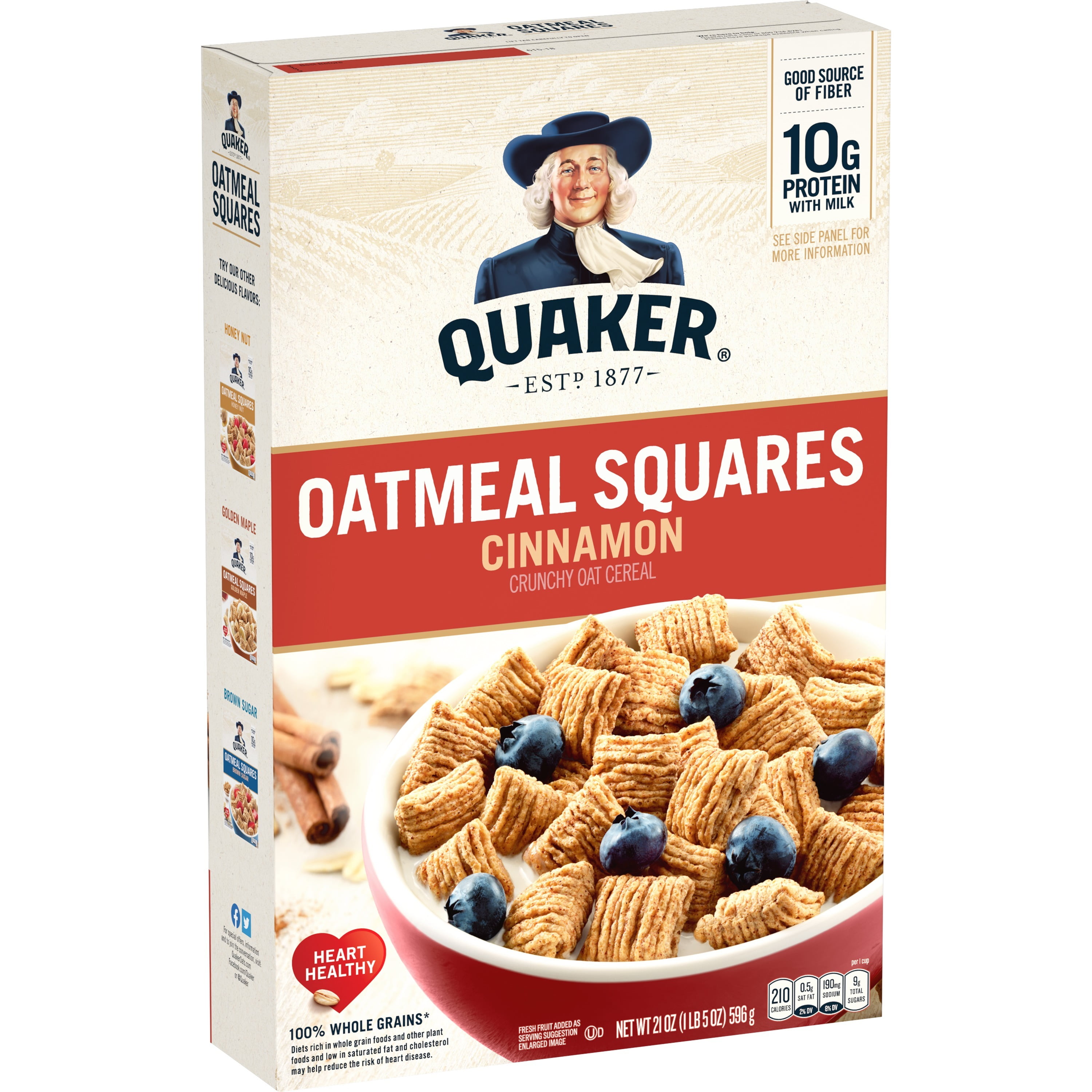 Quaker Cinnamon Oatmeal Squares Breakfast Cereal, 21 oz - Walmart.com