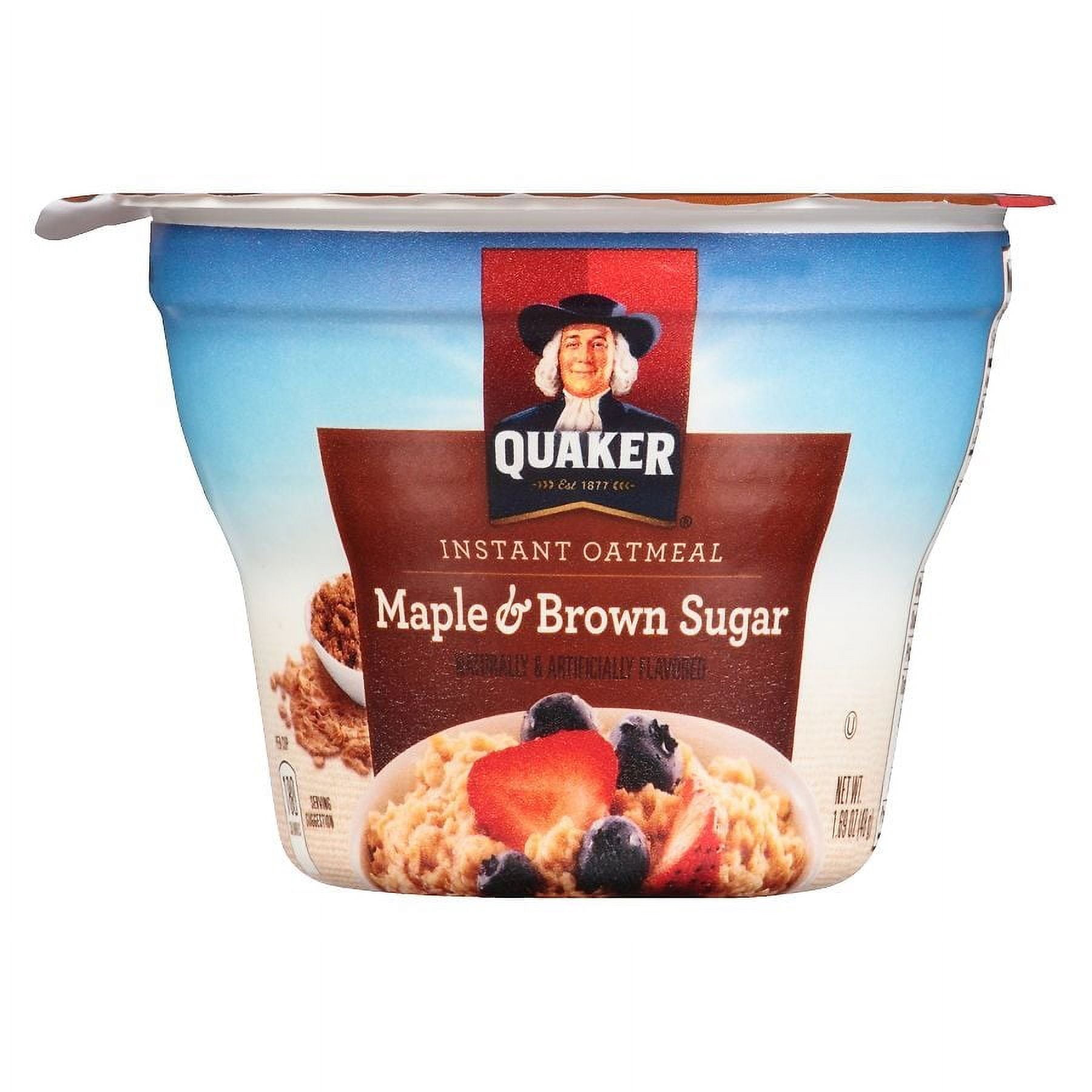 Quaker Oats Instant Oatmeal Cup Maple Brown Sugar 1.7 oz Pack of 2 ...