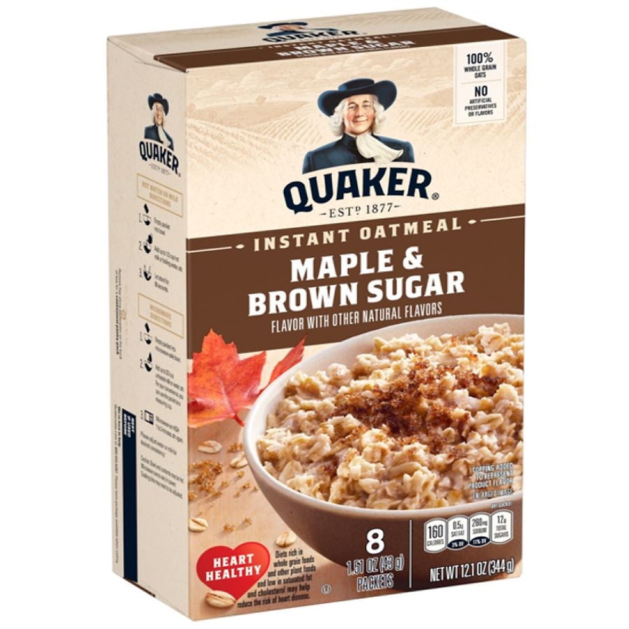 Quaker Oats Instant Oatmeal Cup Maple Brown Sugar 12.1 oz Pack of 2 ...