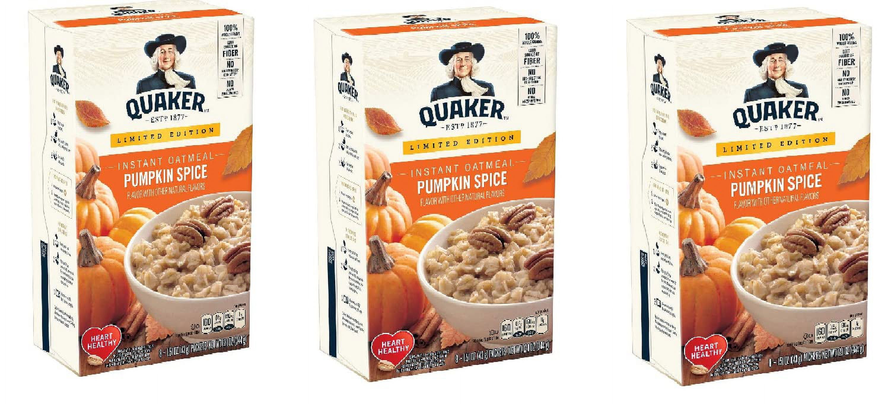 Quaker Oats Pumpkin Spice Oatmeal, Limited Edition, 8 Packets, 1.51 Oz ...
