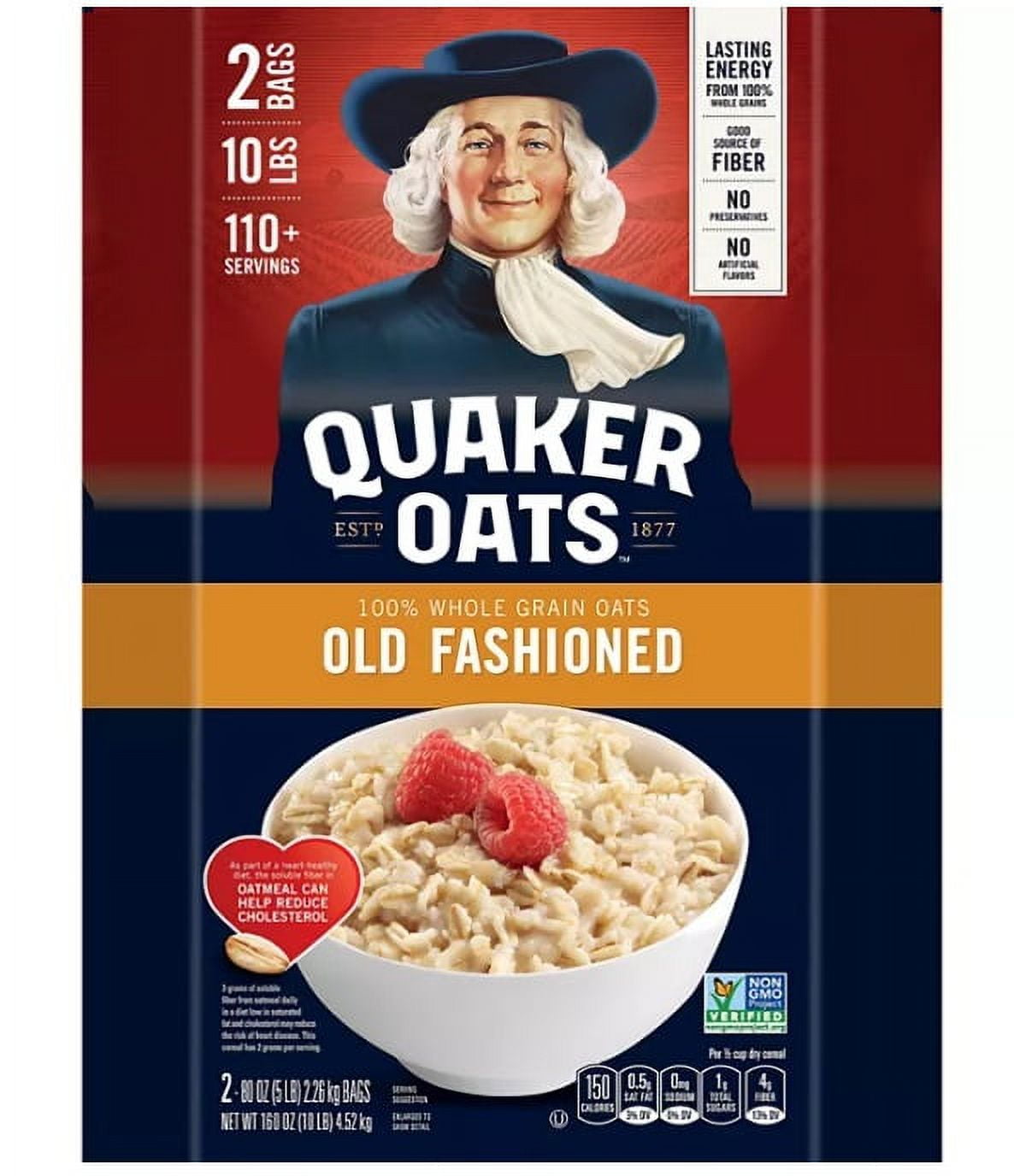 Quaker Original Old Fashioned Oatmeal, Heart Healthy Whole Grain ...