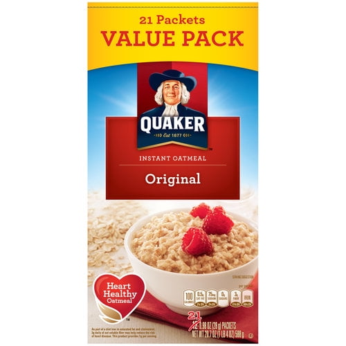 Quaker Original Instant Oatmeal, 0.98 oz, 22 count - Walmart.com