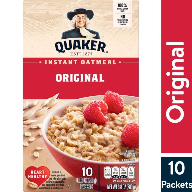 Quaker Original Instant Oatmeal 9.8 oz, 10 Packets - Walmart.com