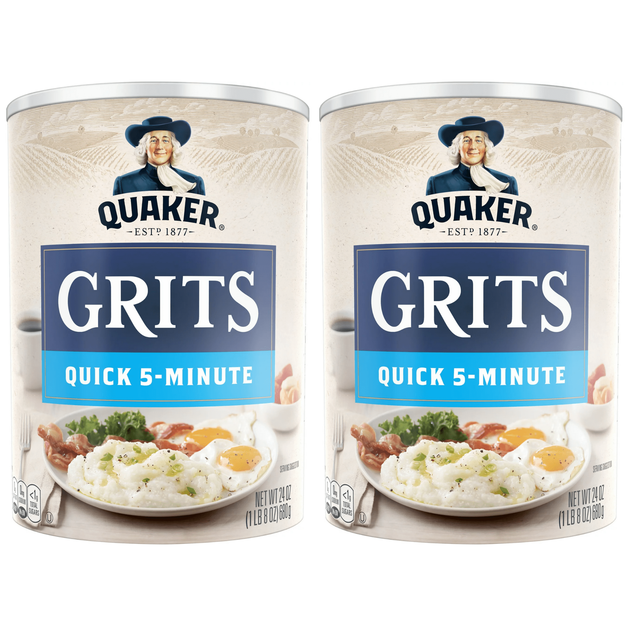 Quaker Original Quick 5-Minute Grits, Creamy White Hominy, 24 oz, 2 ...