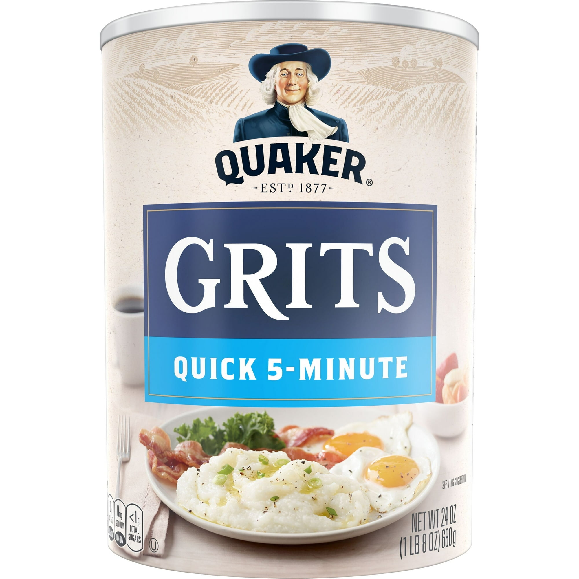 Quaker Original Quick 5-Minute Grits, Shelf-Stable, 24 Oz Canister ...