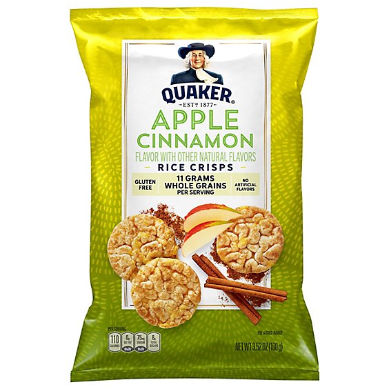 Quaker Popped Rice Crisps Gluten Free Apple Cinnamon - 3.52 Oz ...