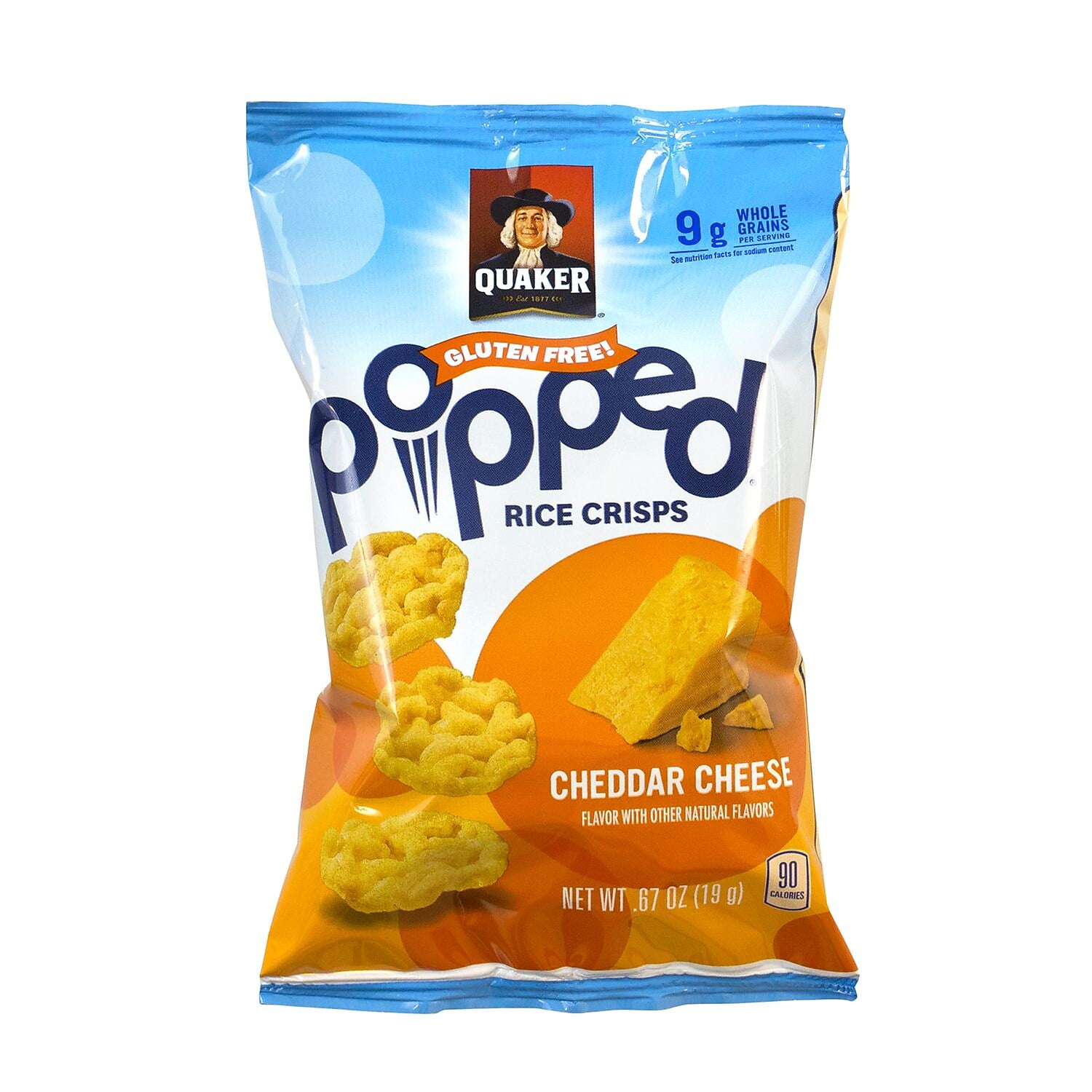 Quaker Popped Rice Snacks Cheddar Crisps 0.67 oz. 60 Bags/Pack (295 ...