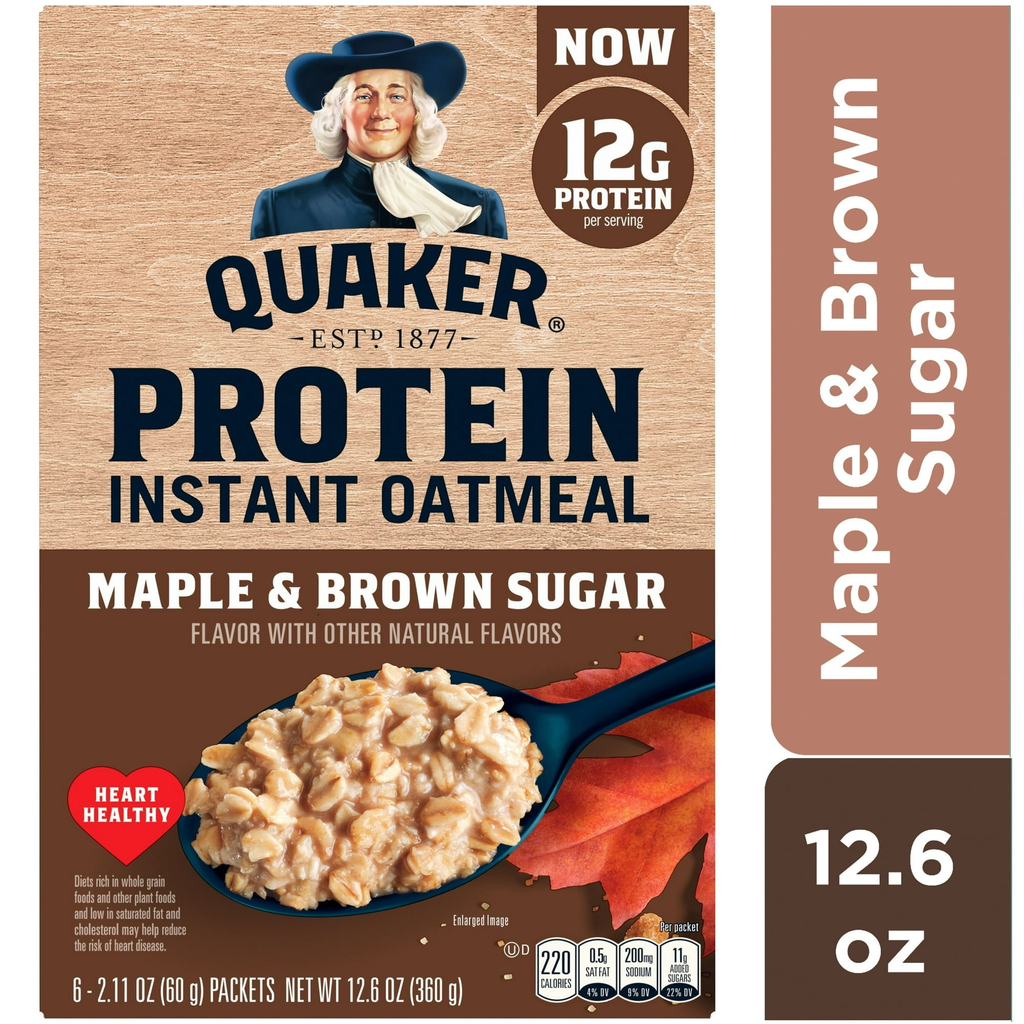 Quaker, Protein Instant Oatmeal, Maple & Brown Sugar, 2.11 oz, 6 ...