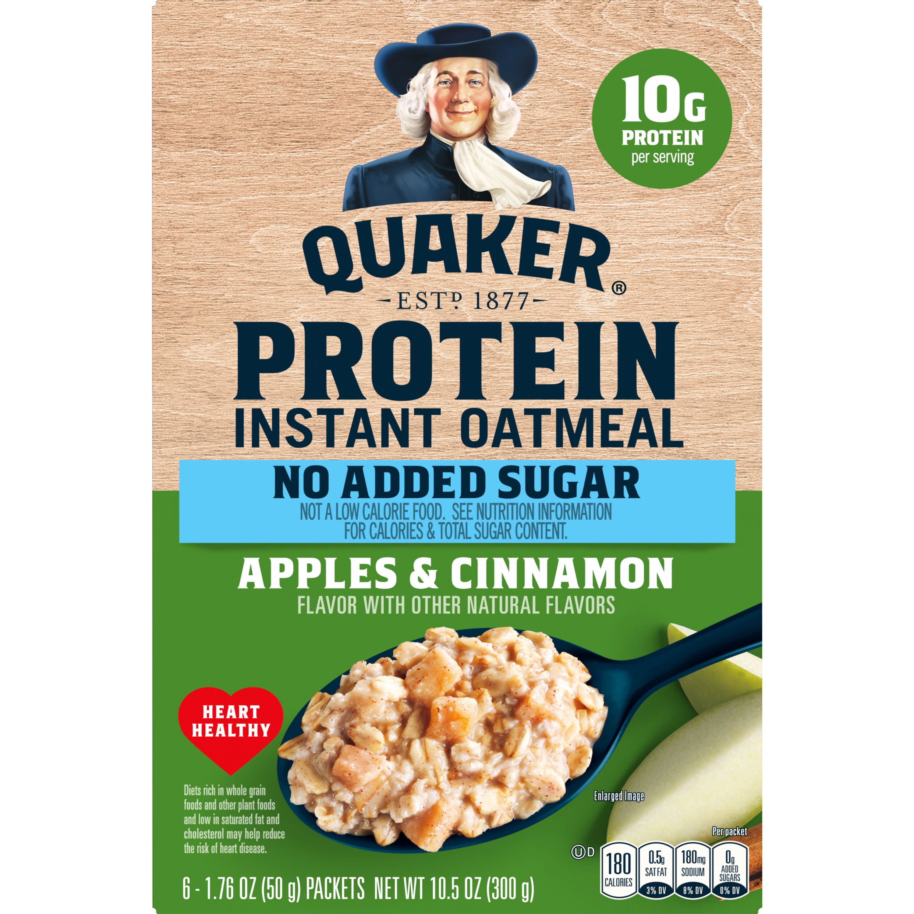 Quaker Protein No Added Sugar Apple Cinnamon flavored Instant Oatmeal ...