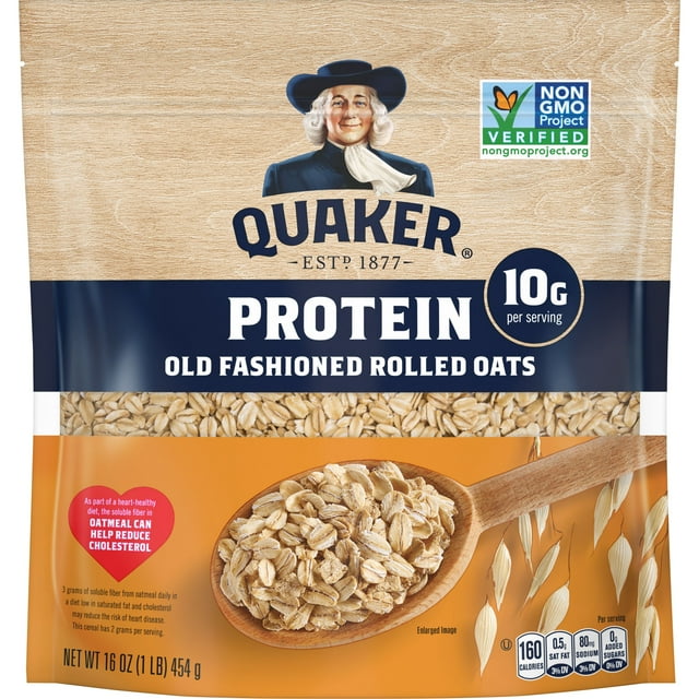 Quaker Protein Old Fashioned Rolled Oats, 16 oz Bag - Walmart.com