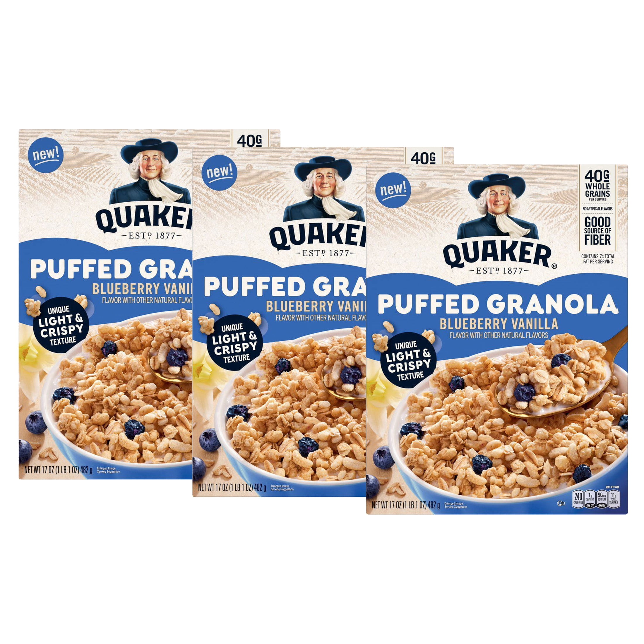 (3 pack) Quaker Puffed Granola Vanilla, 17 Oz - Walmart.com