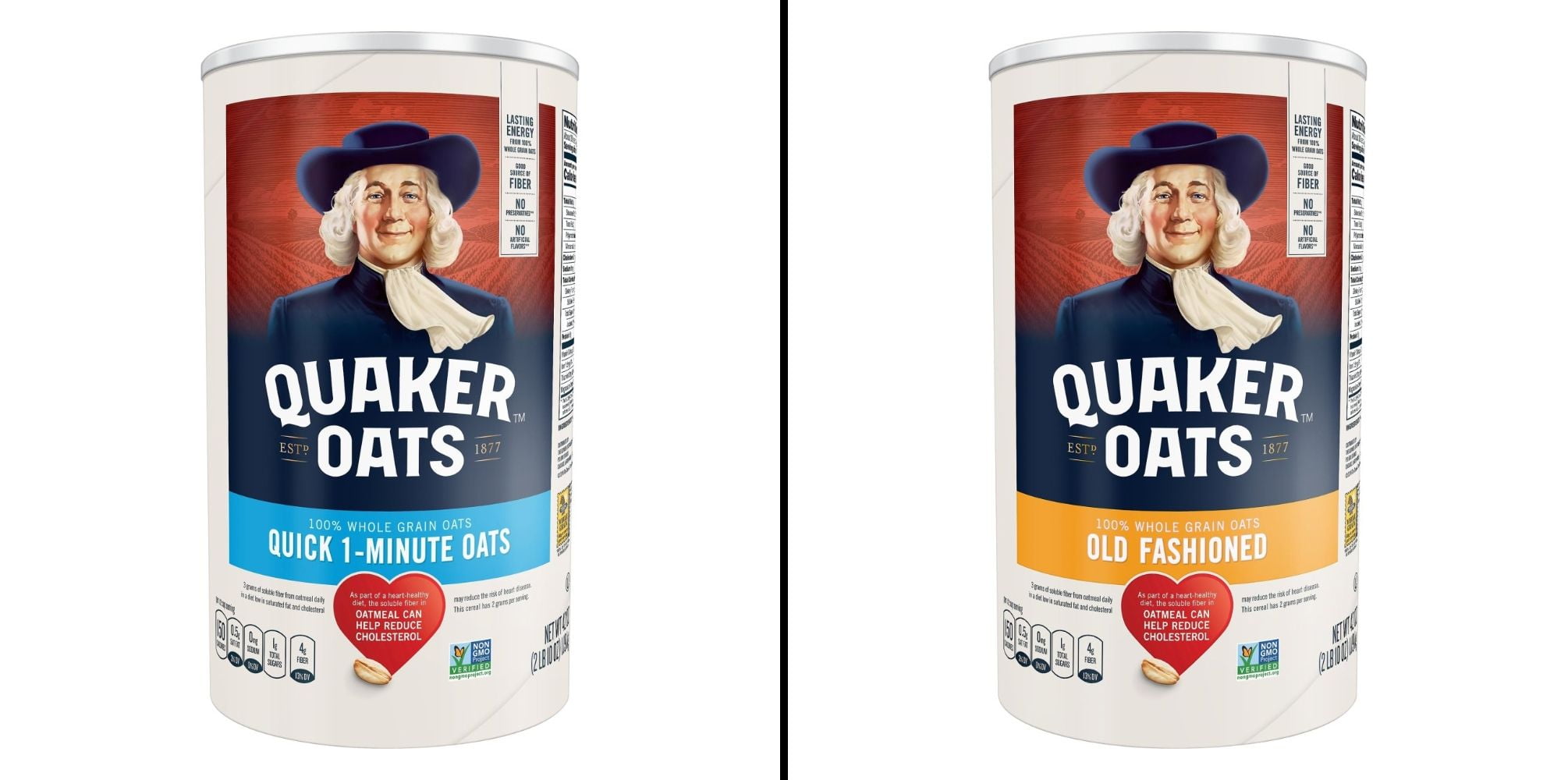 Quaker Quick 1-Minute Oats 42 oz & Quaker Old Fashioned Oats 42 oz ...