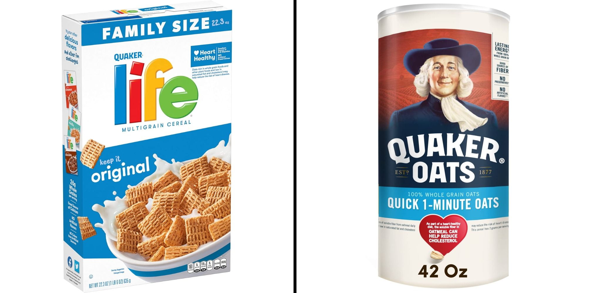 Quaker Quick 1 Minute Whole Grain Oats 42 Oz & Quaker Life Original ...