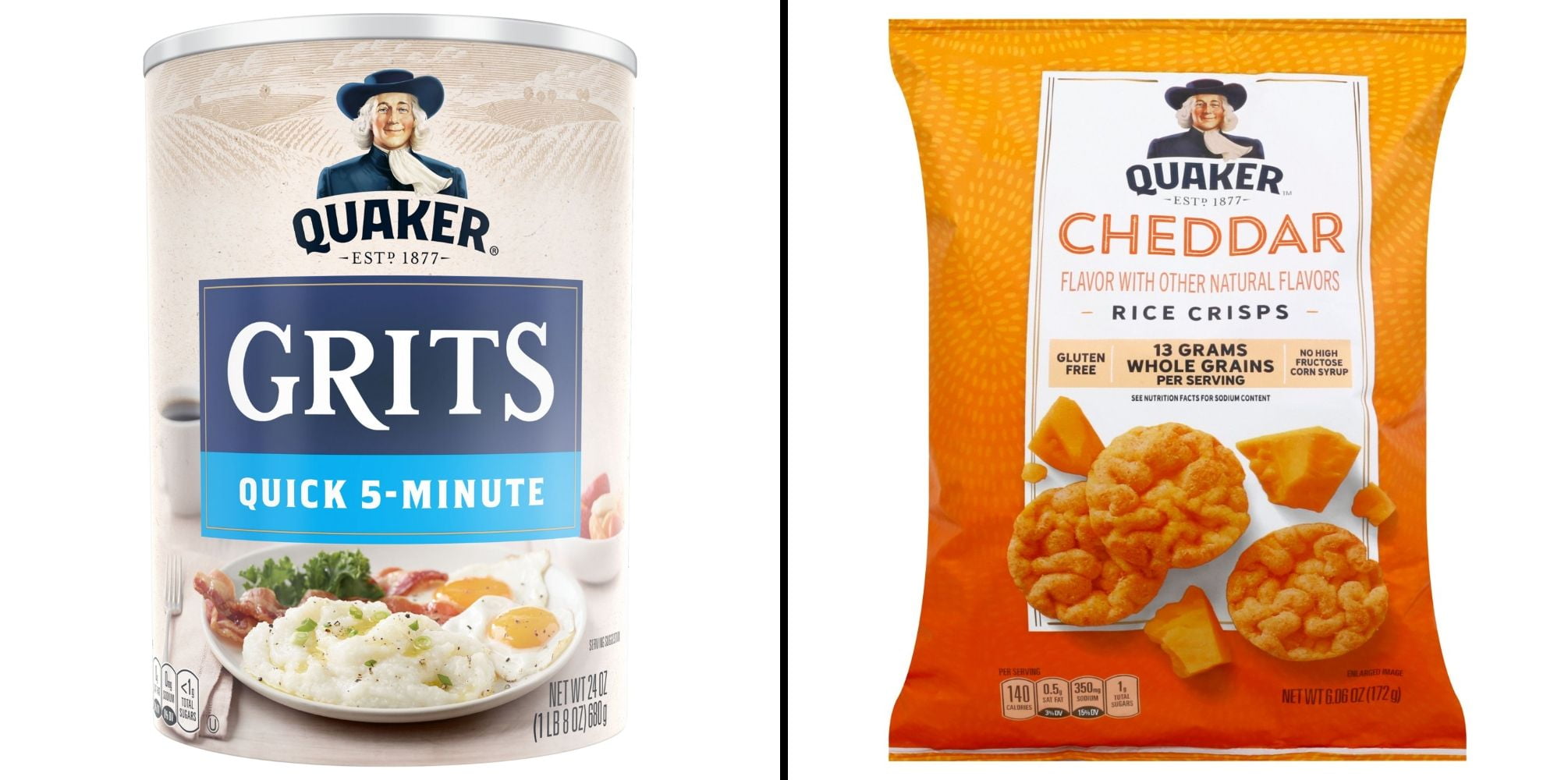 Quaker Quick 5-Minute Grits 24 oz & Quaker Cheddar Rice Crisps 6.06 oz ...