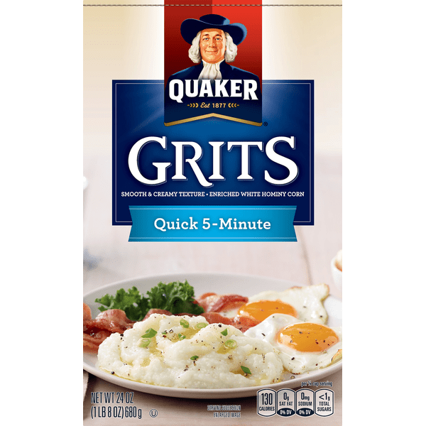 Quaker Quick 5 Minute Grits Enriched White Hominy Smooth & Creamy ...