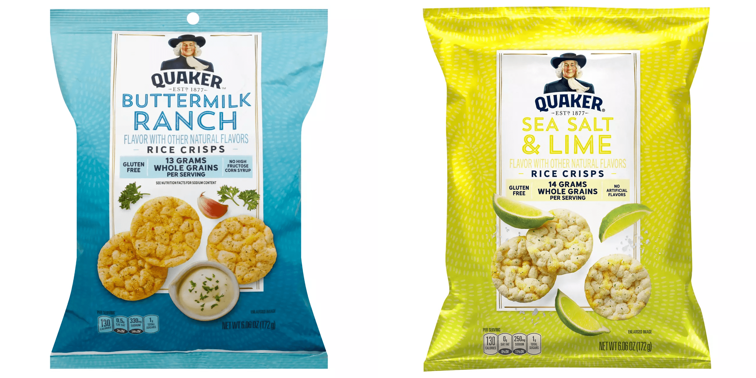 Quaker Ranch Rice Crisps, 6.06 oz & Quaker Sea Salt & Lime Rice Crisps ...