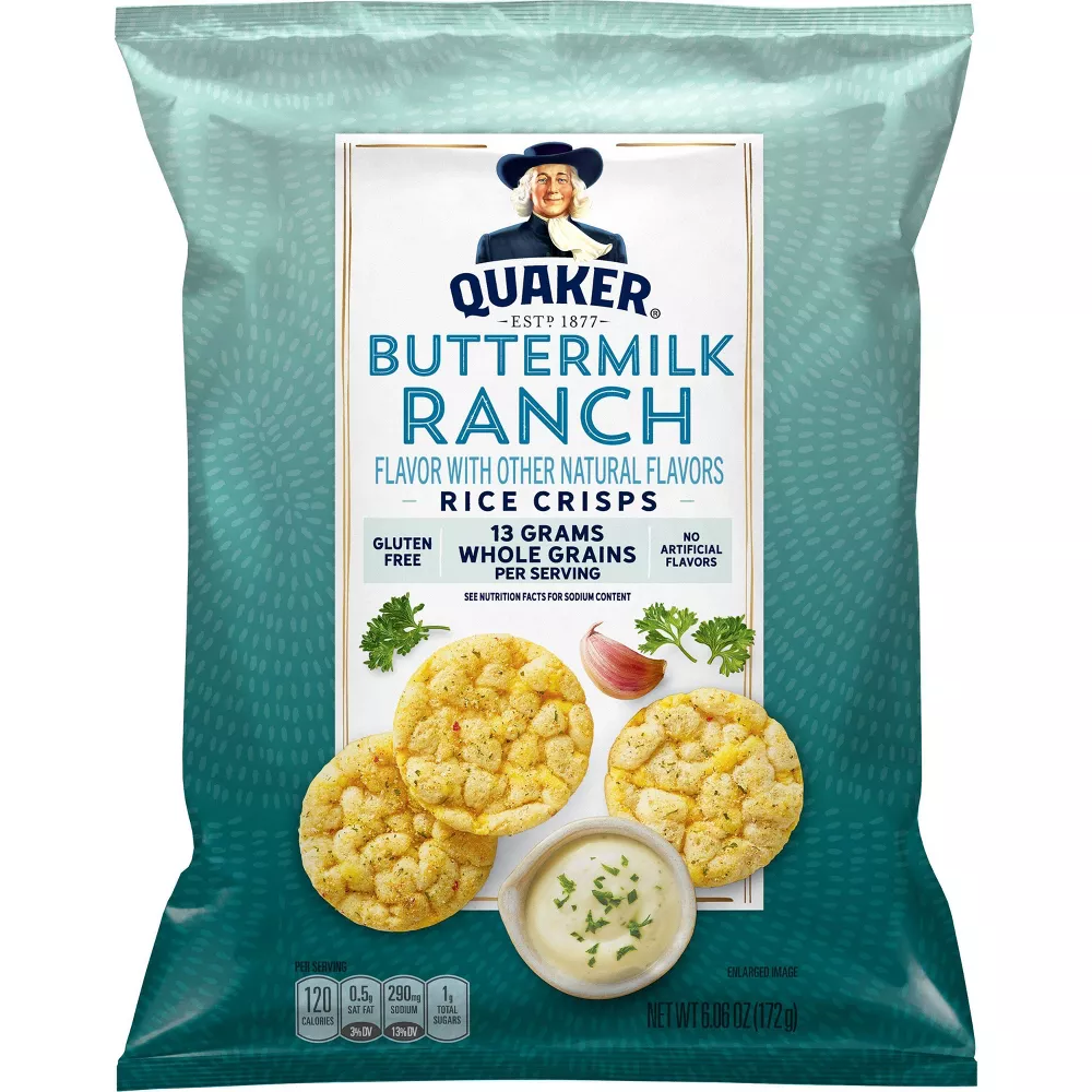Quaker Rice Crisp Ranch Buttermilk - Light, Crispy Popped Rice Snacks ...