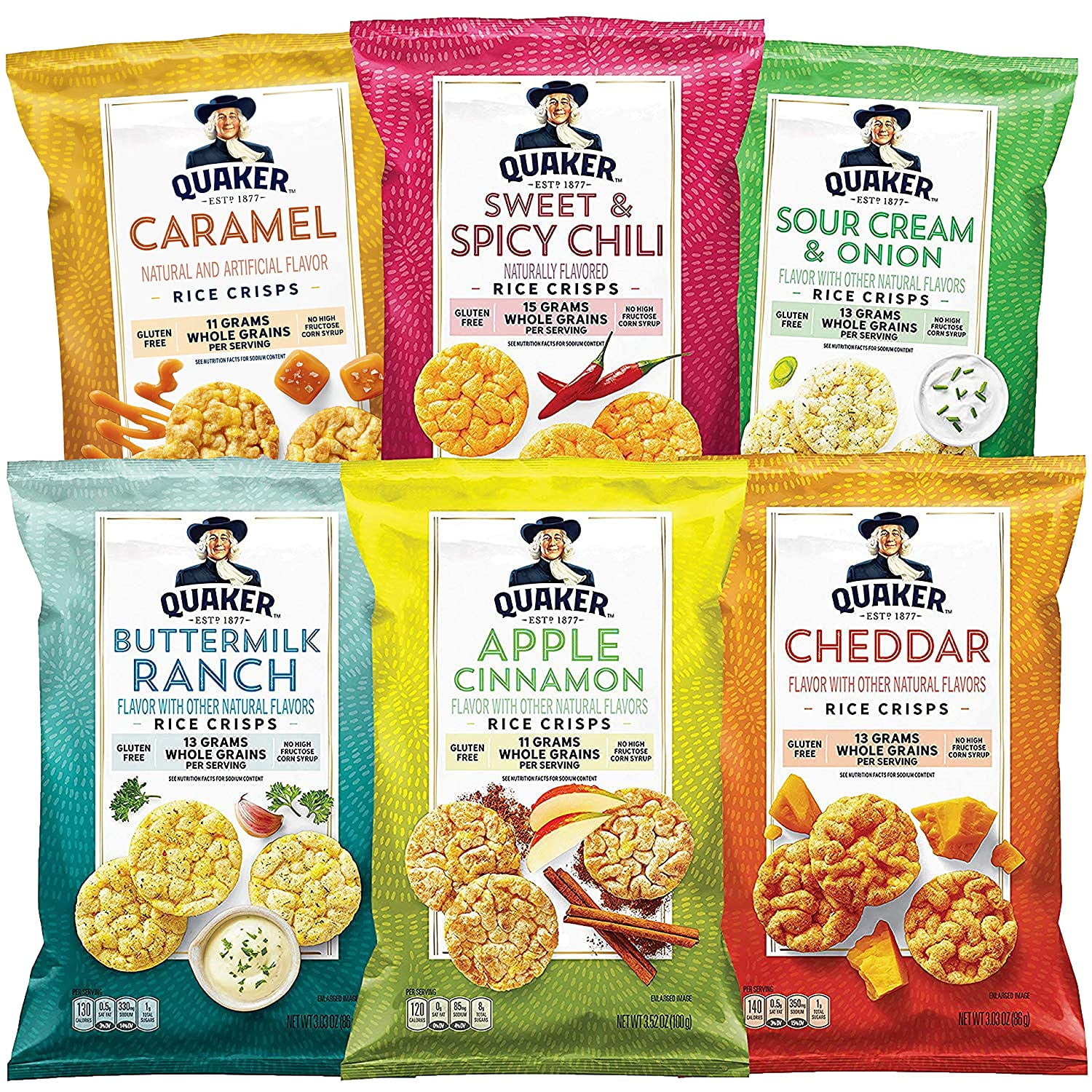Quaker Rice Crisps, 6 Flavor Variety Pack, 12 Count Box - Walmart.com
