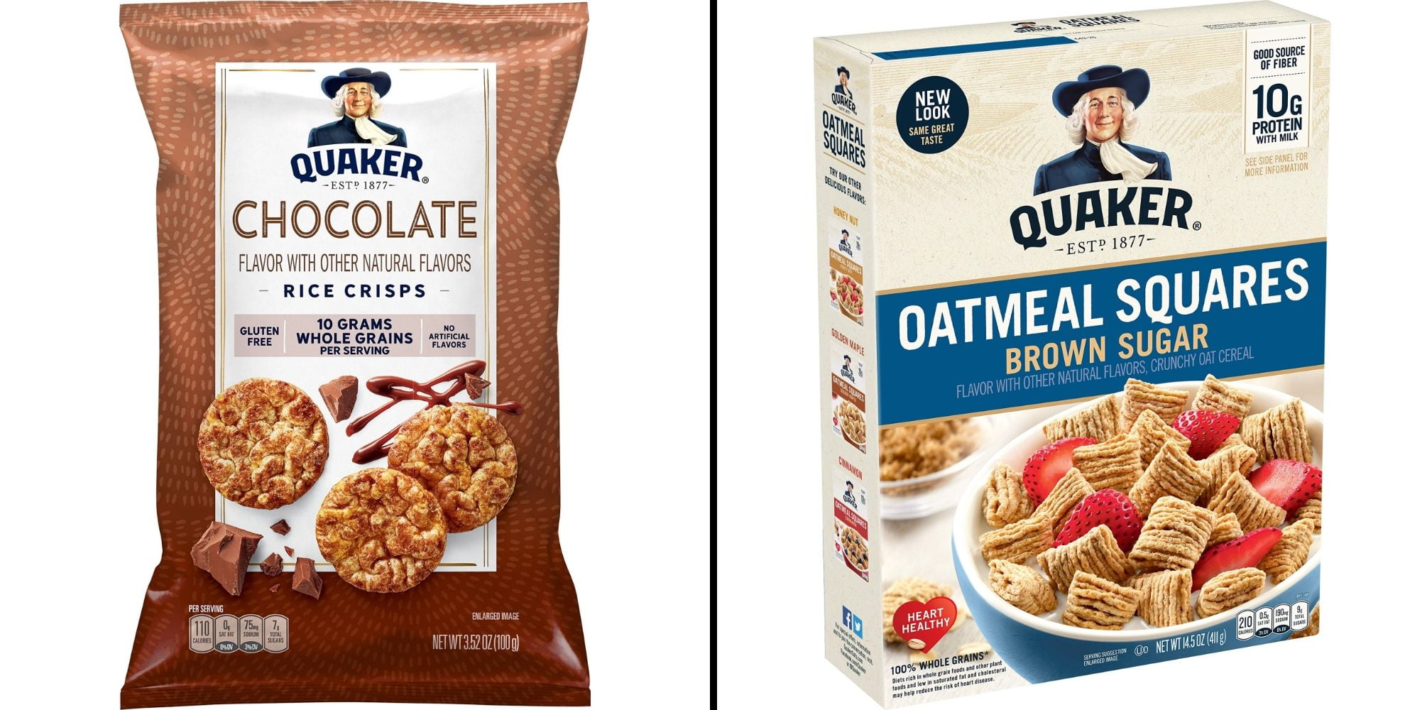 Quaker Rice Crisps Chocolate 3.52 oz & Quaker Oatmeal Breakfast Cereal ...