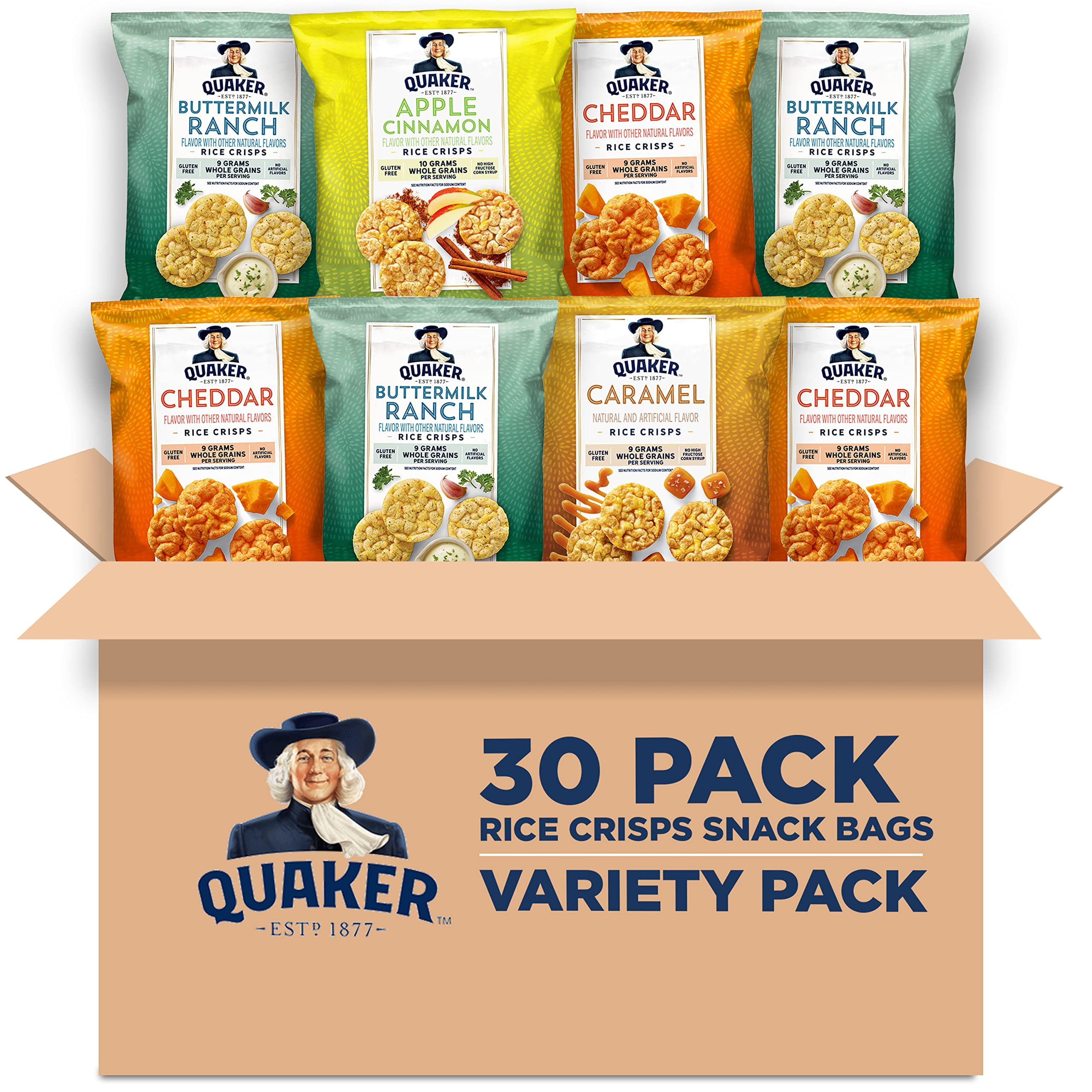 Quaker Gluten Free Rice Crisps, Sweet & Savory Variety Pack with Apple ...