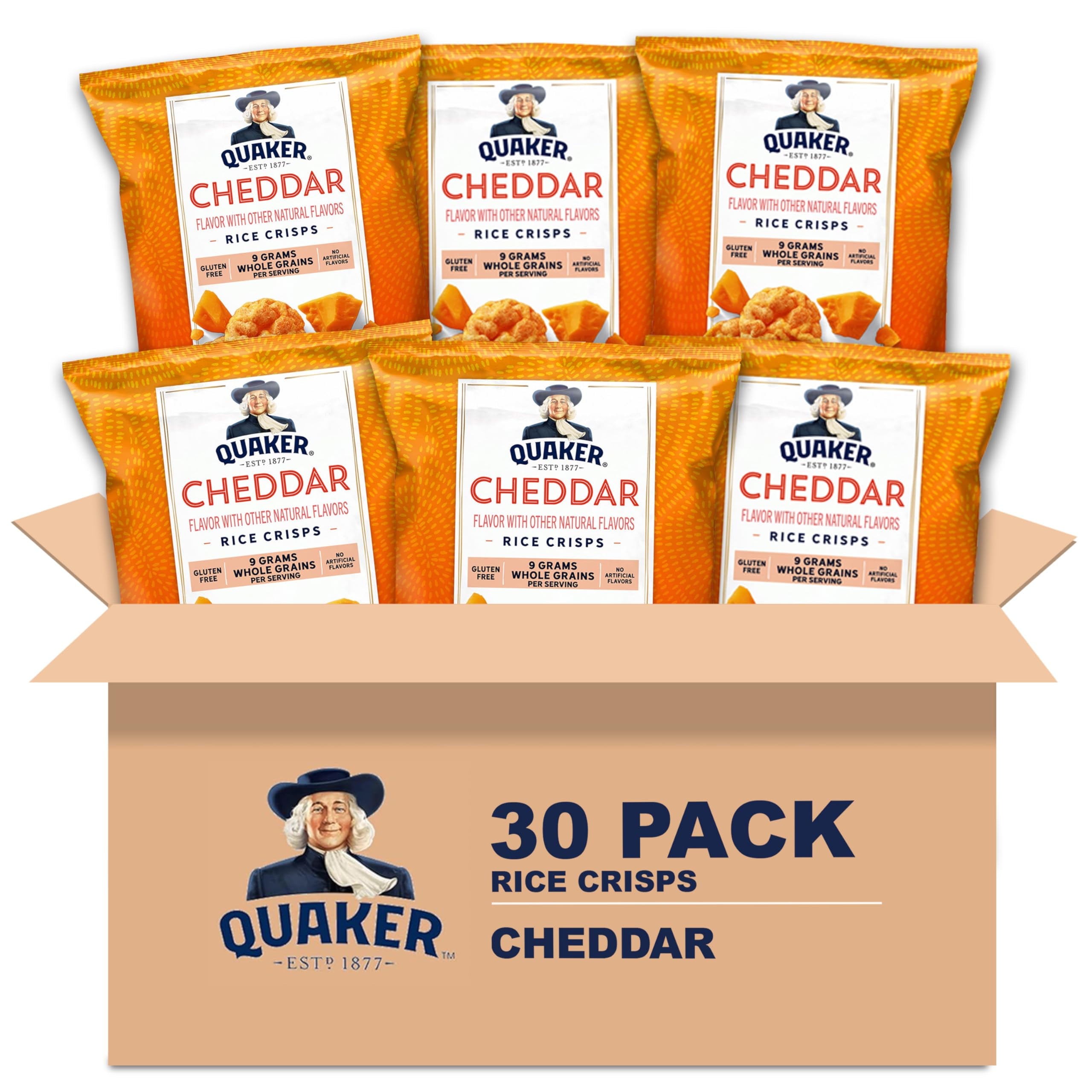 Quaker Rice Crisps, Gluten YPF5 Free, Cheddar, 0.67 Oz, 30 Count ...